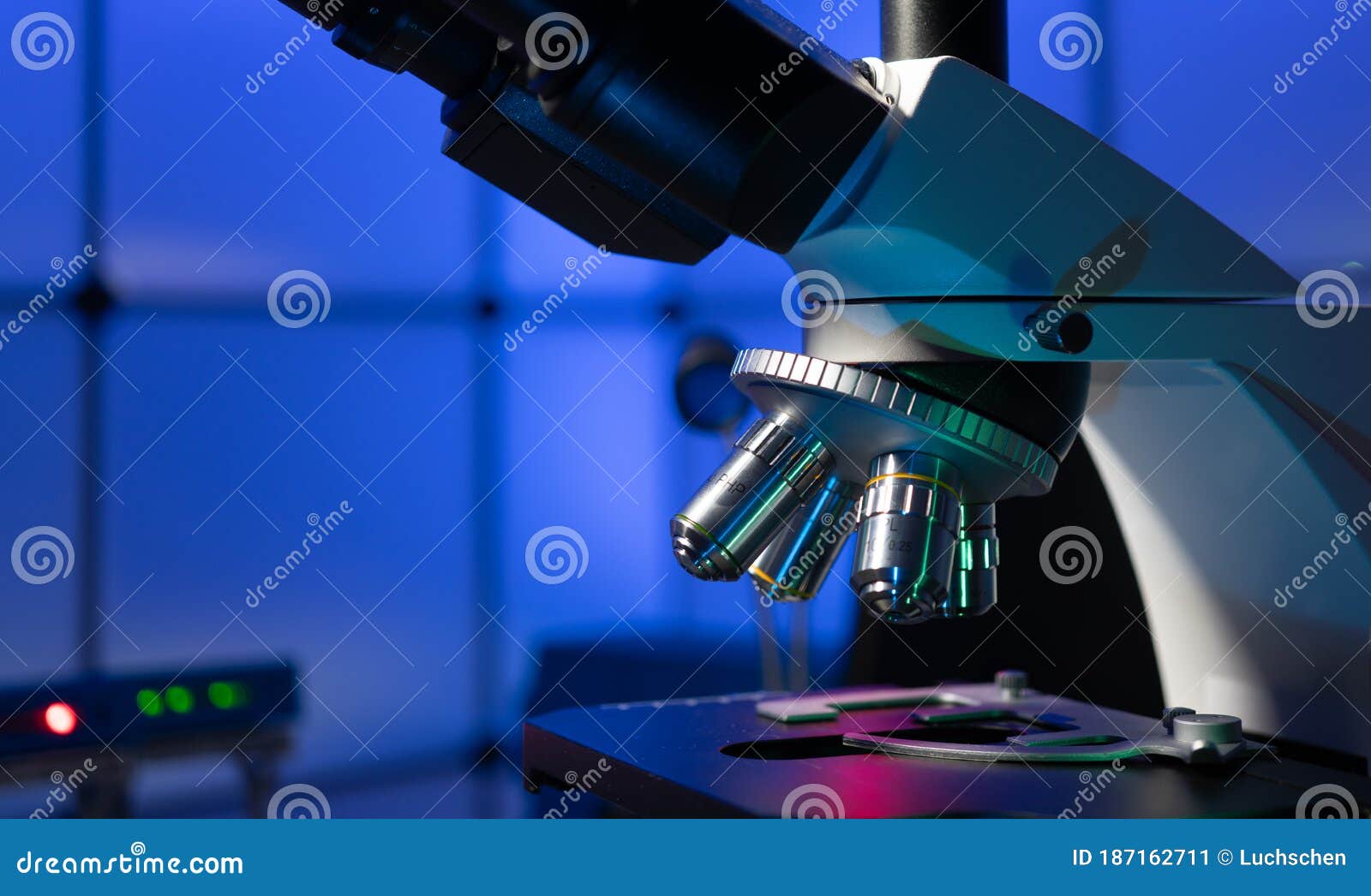 Microbiological Laboratory Microscope in Laboratory Interior Stock ...