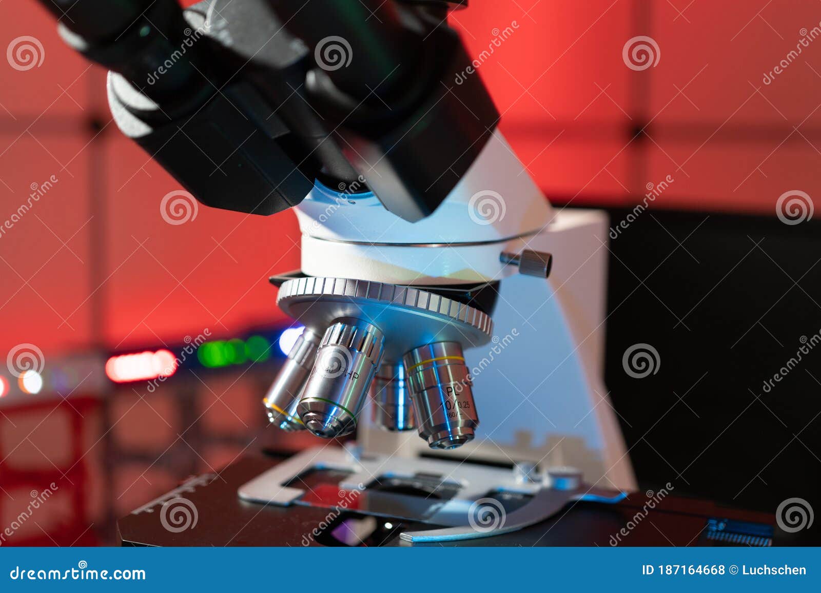 Microbiological Laboratory Microscope in Laboratory Interior Stock ...