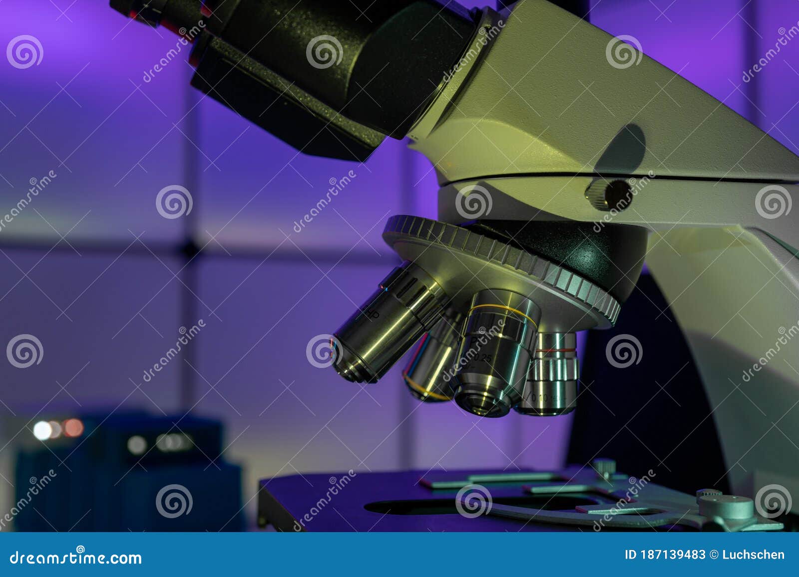 Microbiological Laboratory Microscope in Laboratory Interior Stock ...