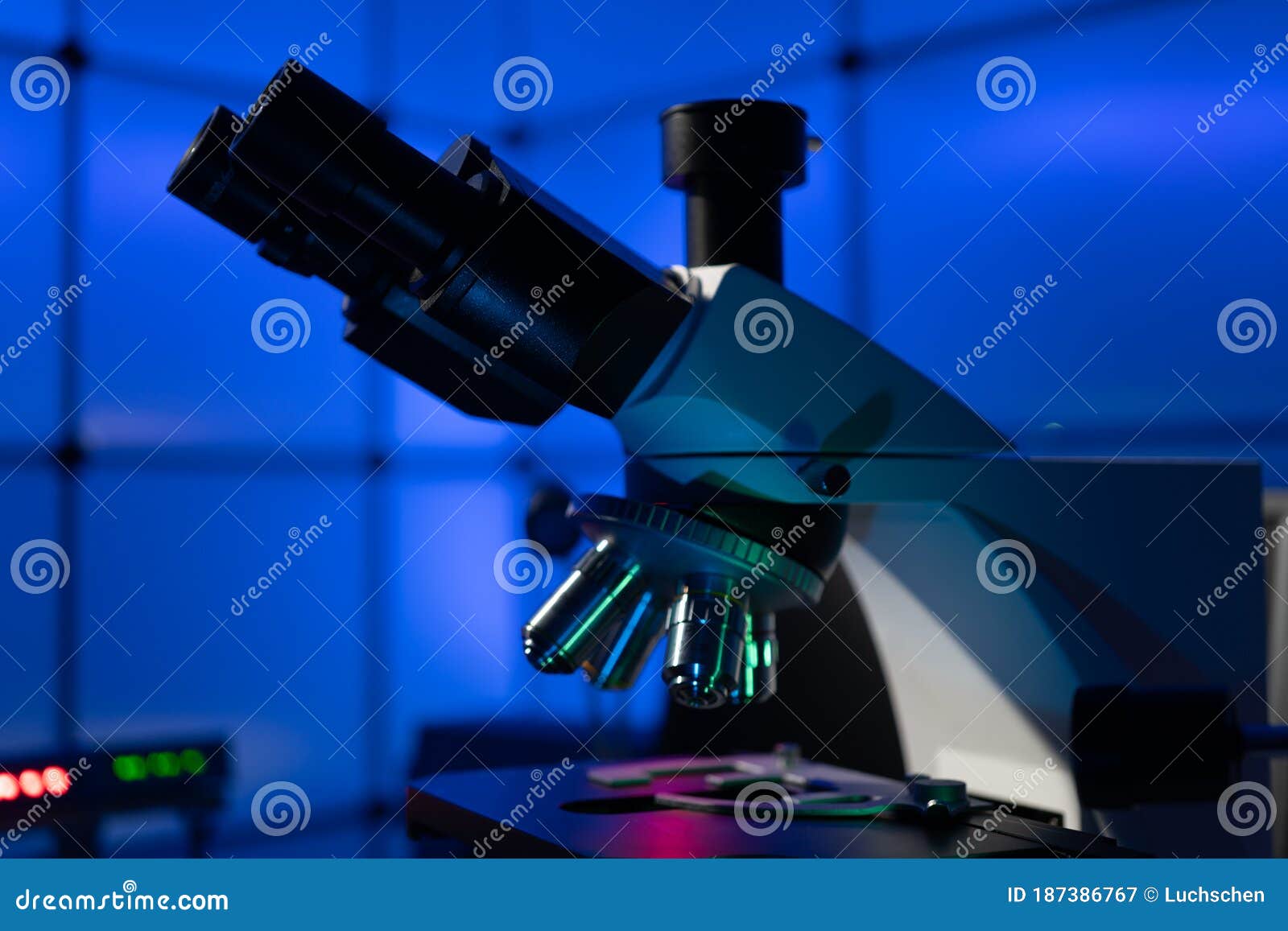 Microbiological Laboratory Microscope in Laboratory Interior Stock ...