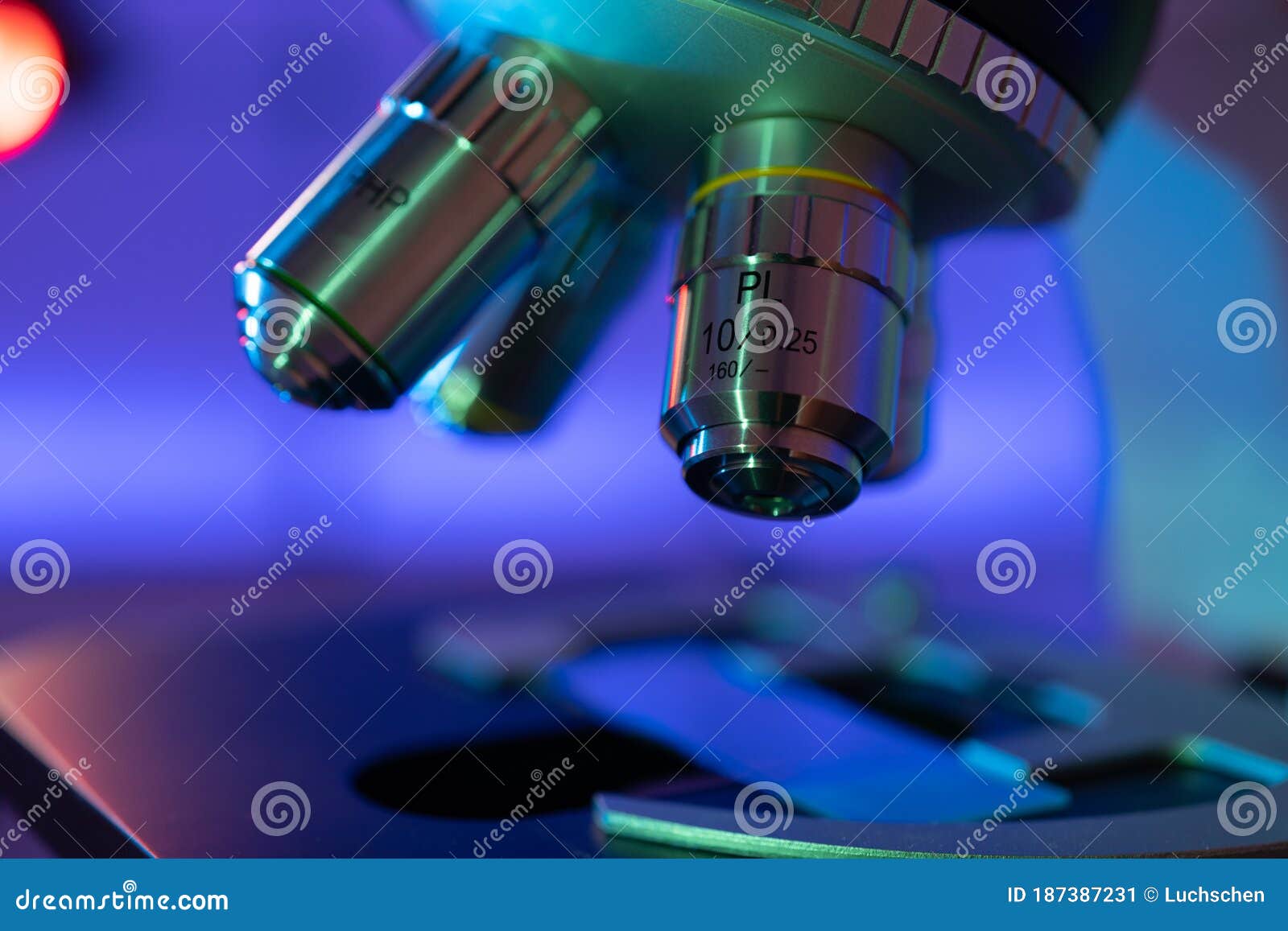 Microbiological Laboratory Microscope in Laboratory Interior Stock ...