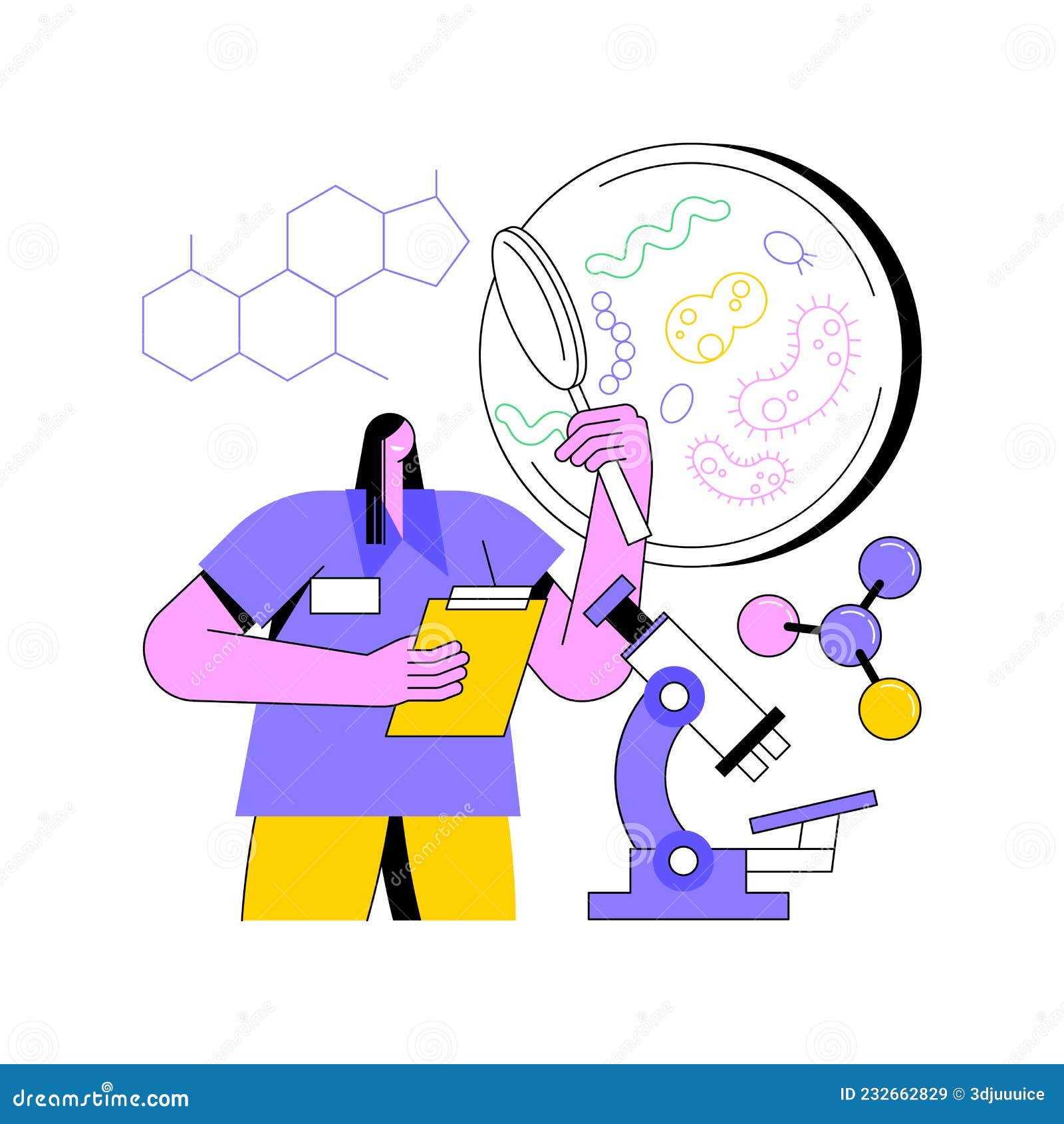 Microbiological Technology Concept Banner Header. Cartoon Vector ...