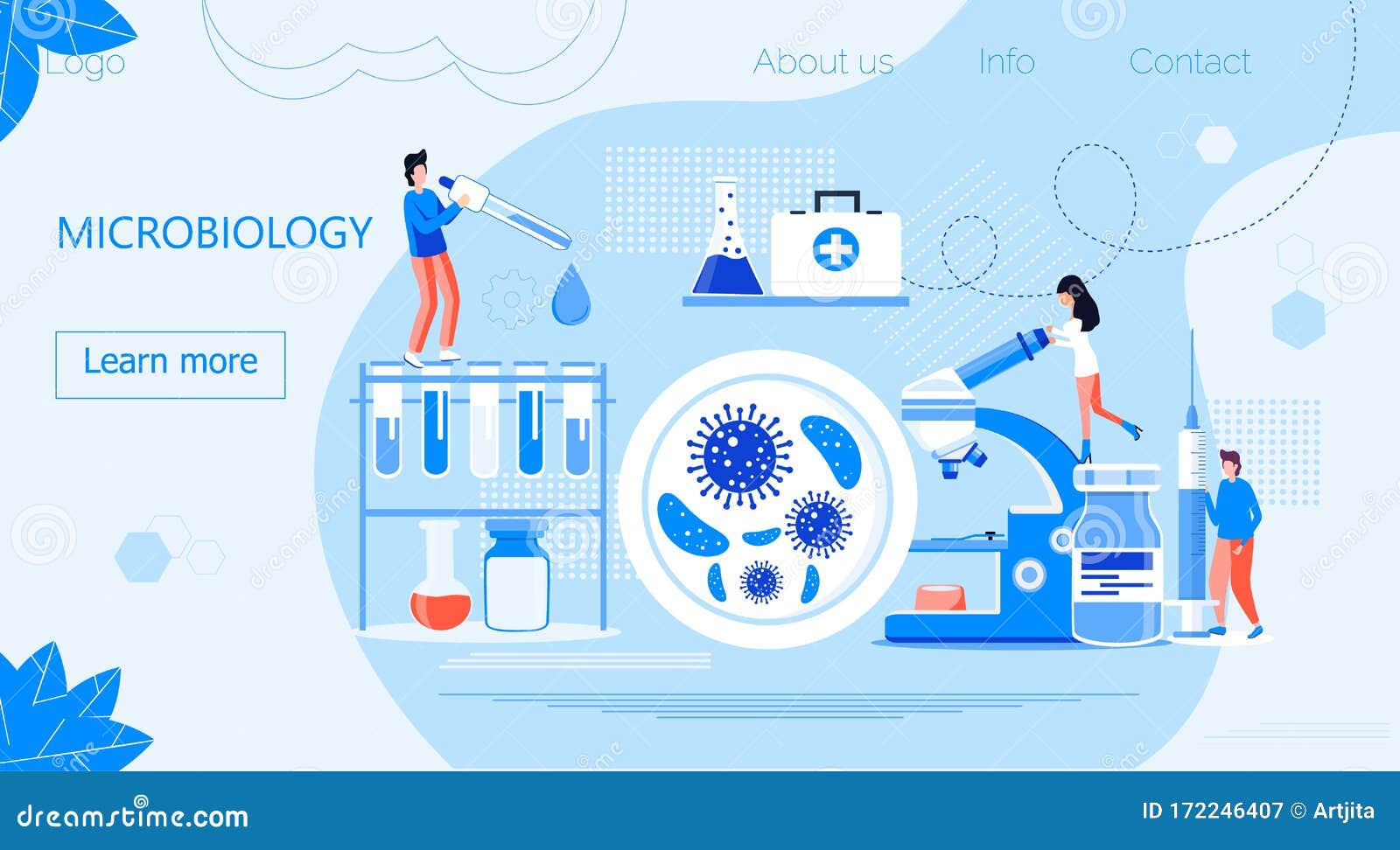 Microbiological Technology, Biotechnology Science Concept Vector. Tiny ...