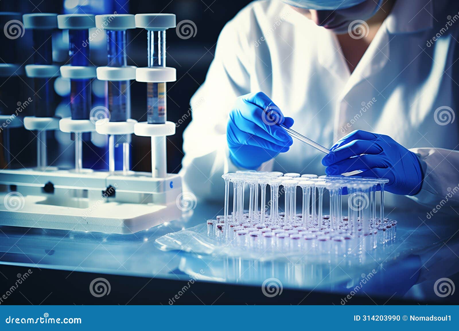 Microbiologist Pipetting Samples into Test Tubes. Generative AI Stock ...
