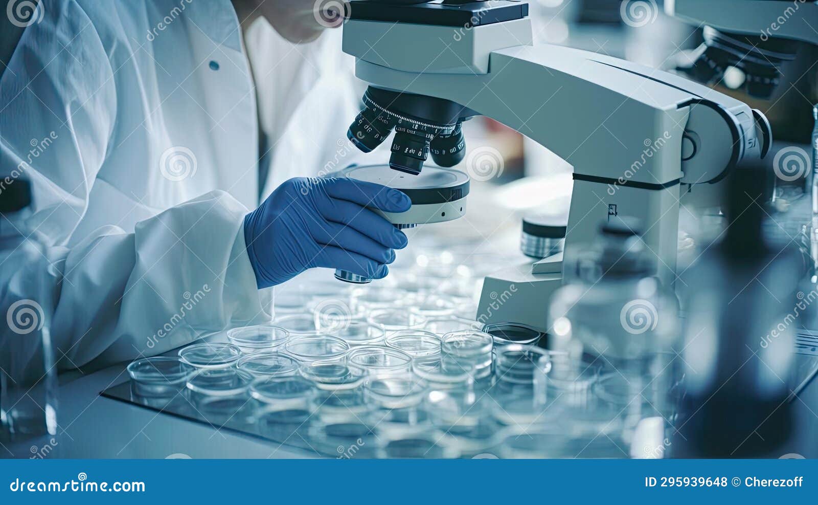 Microbiologist Scientist Looking through a Microscope Stock Photo ...