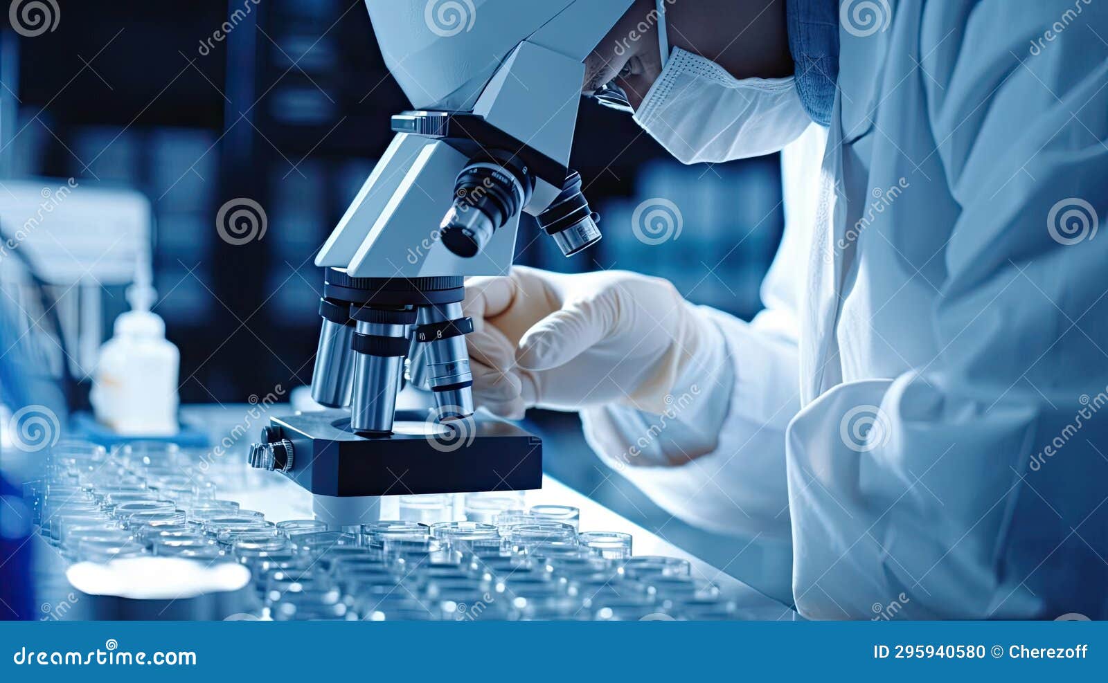 Microbiologist Scientist Looking through a Microscope Stock Photo ...