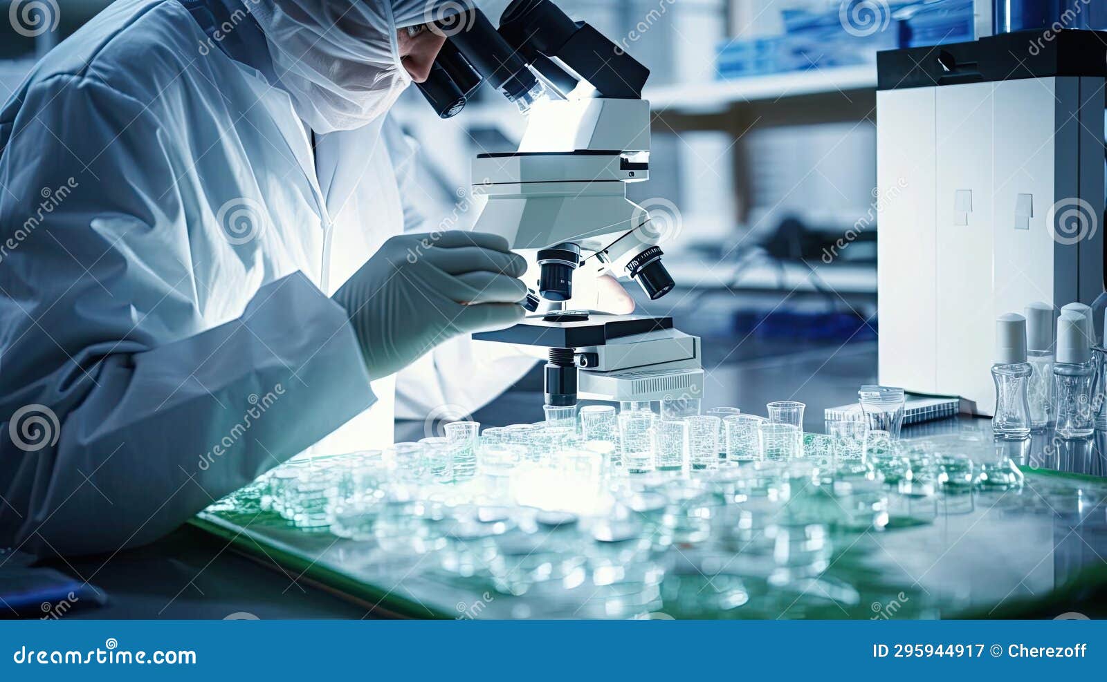 Microbiologist Scientist Looking through a Microscope Stock Image ...