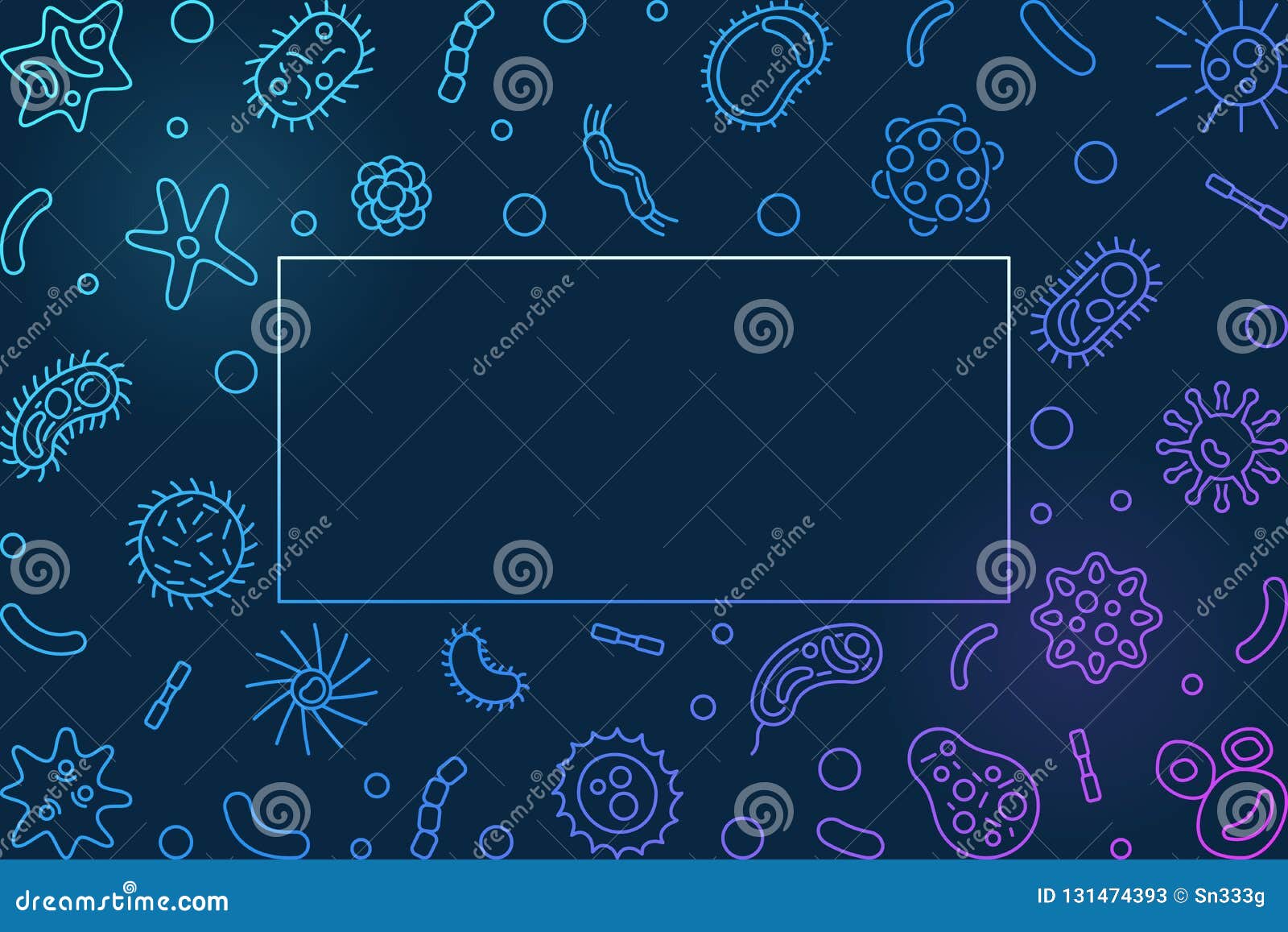 Microbiology Colored Outline Frame. Vector Concept Illustration Stock ...