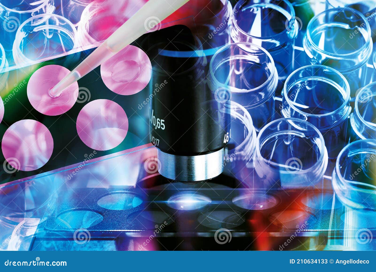 Microbiology Concept. Microscope, Pipette Leaving a Sample on a Slide ...