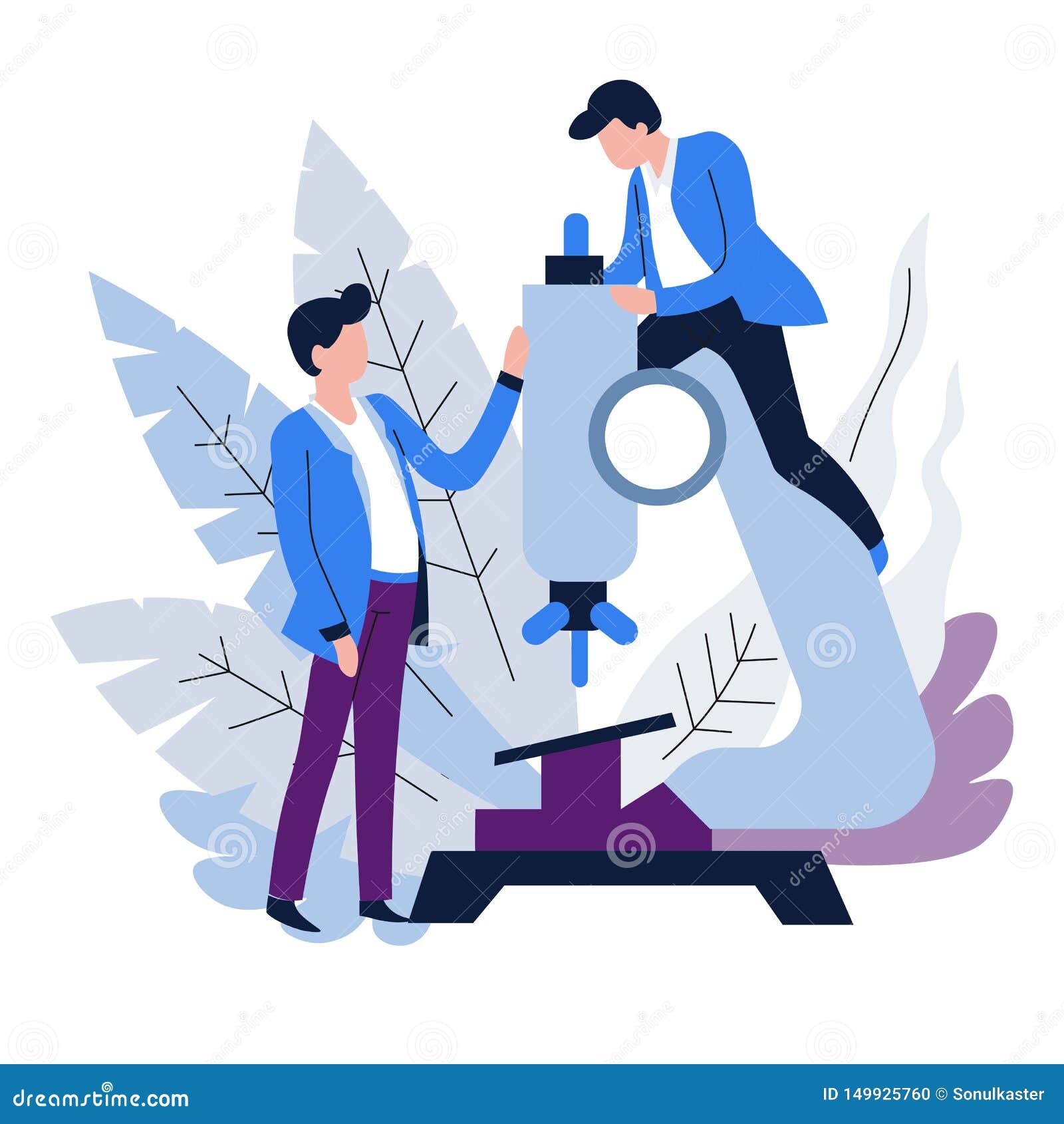 Scientists With Microscope Cartoon Illustration | CartoonDealer.com ...