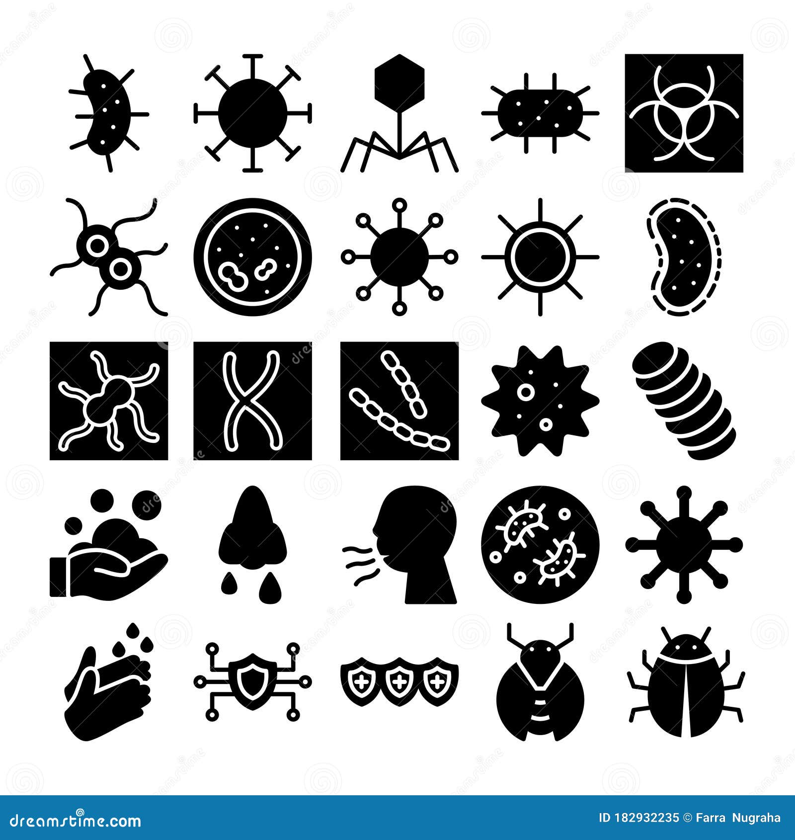 Microbiology Germ Disease. Virus Bacteria and Infection. Flat Icon ...