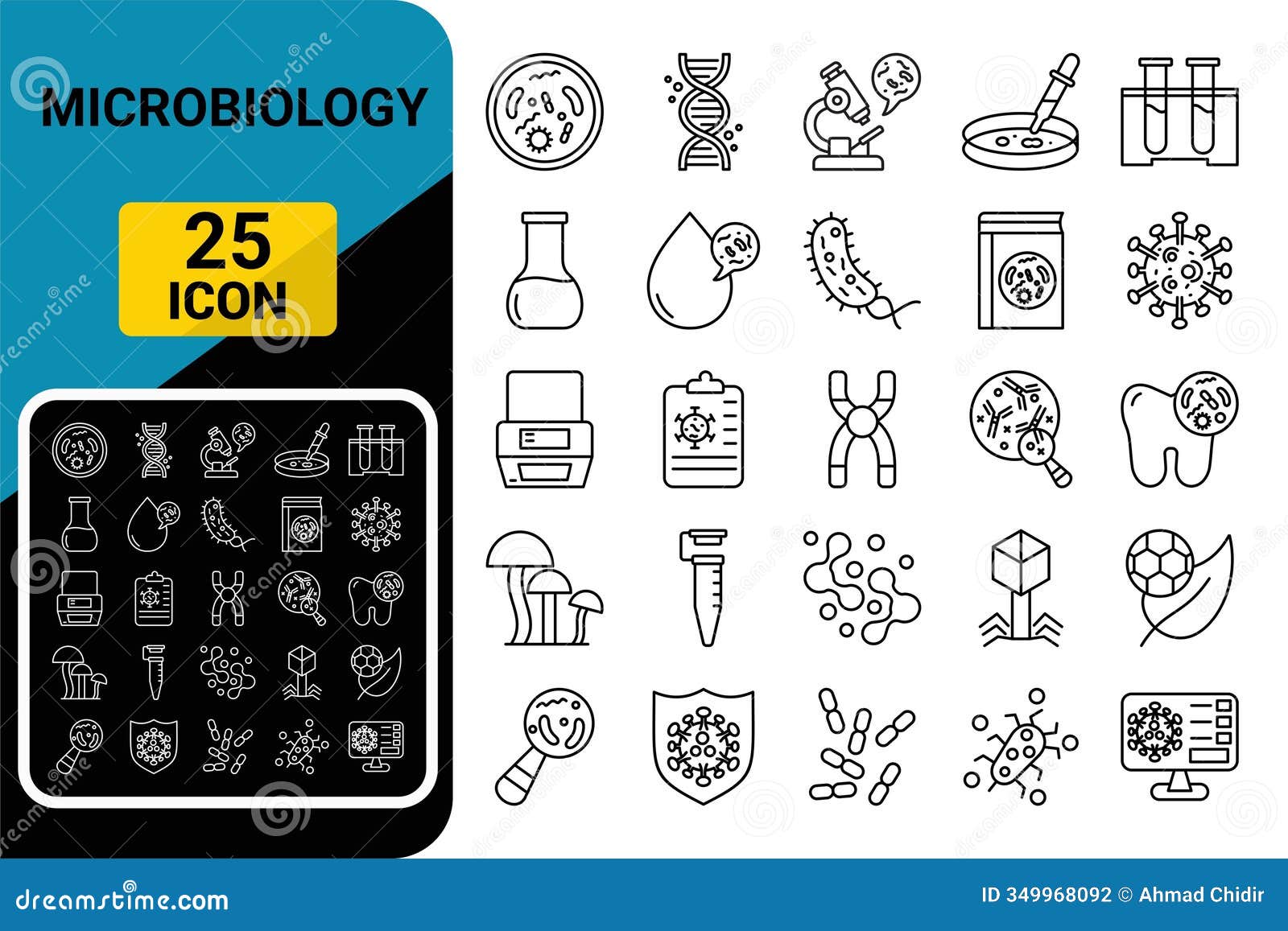 Microbiology Icon Set. Linear Icon Collection. Editable Stroke Stock ...