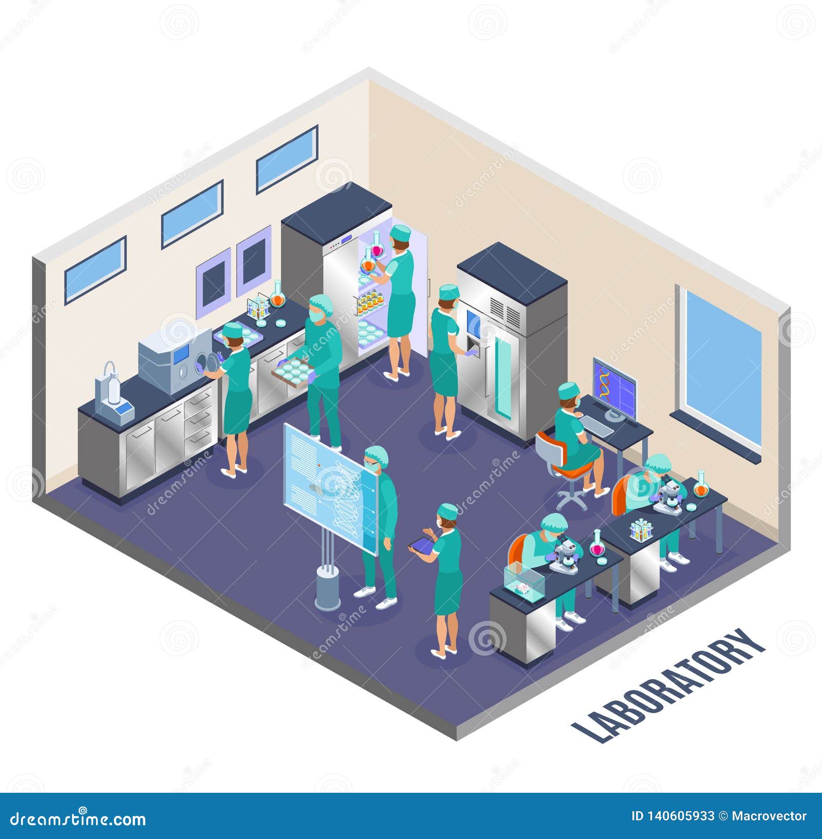 Microbiology Lab Isometric Flowchart Vector Illustration ...