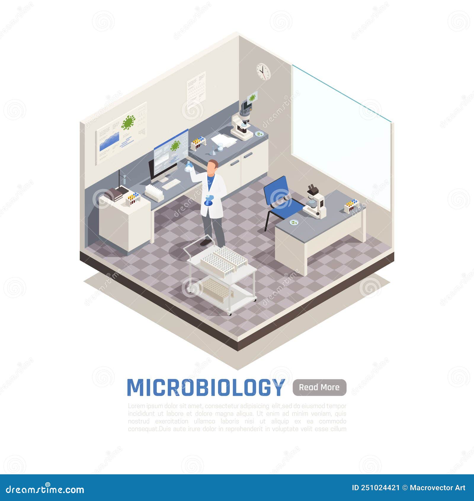 Microbiology Isometric Composition Stock Vector - Illustration of ...