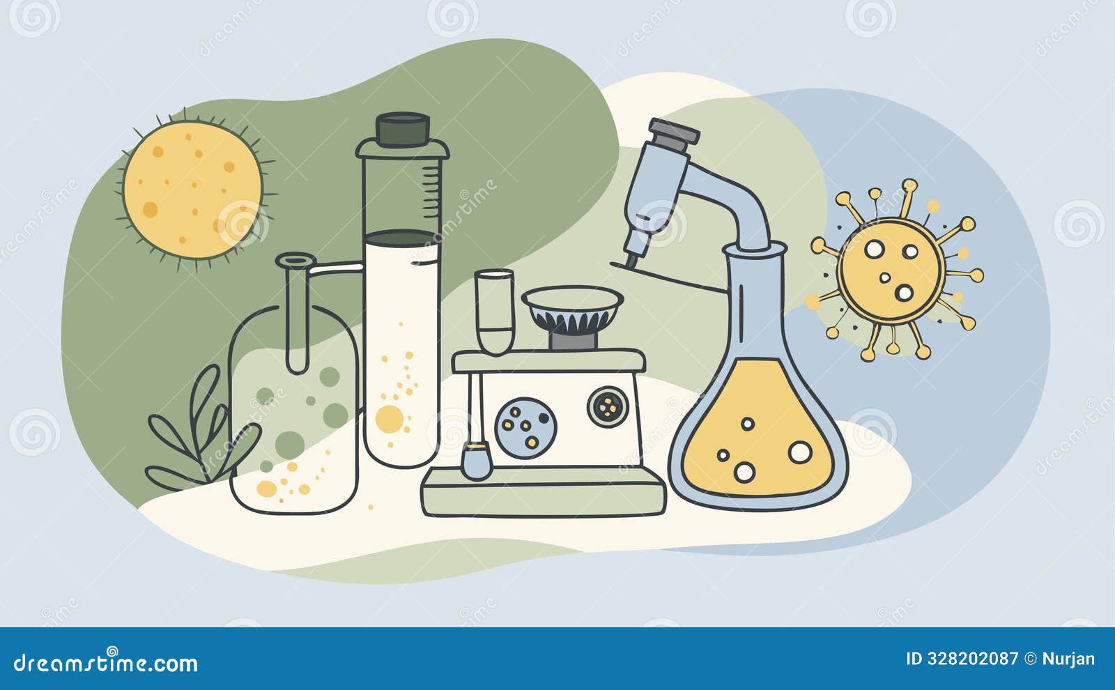 Microbiology Lab Vector Illustration. Stock Vector - Illustration of ...
