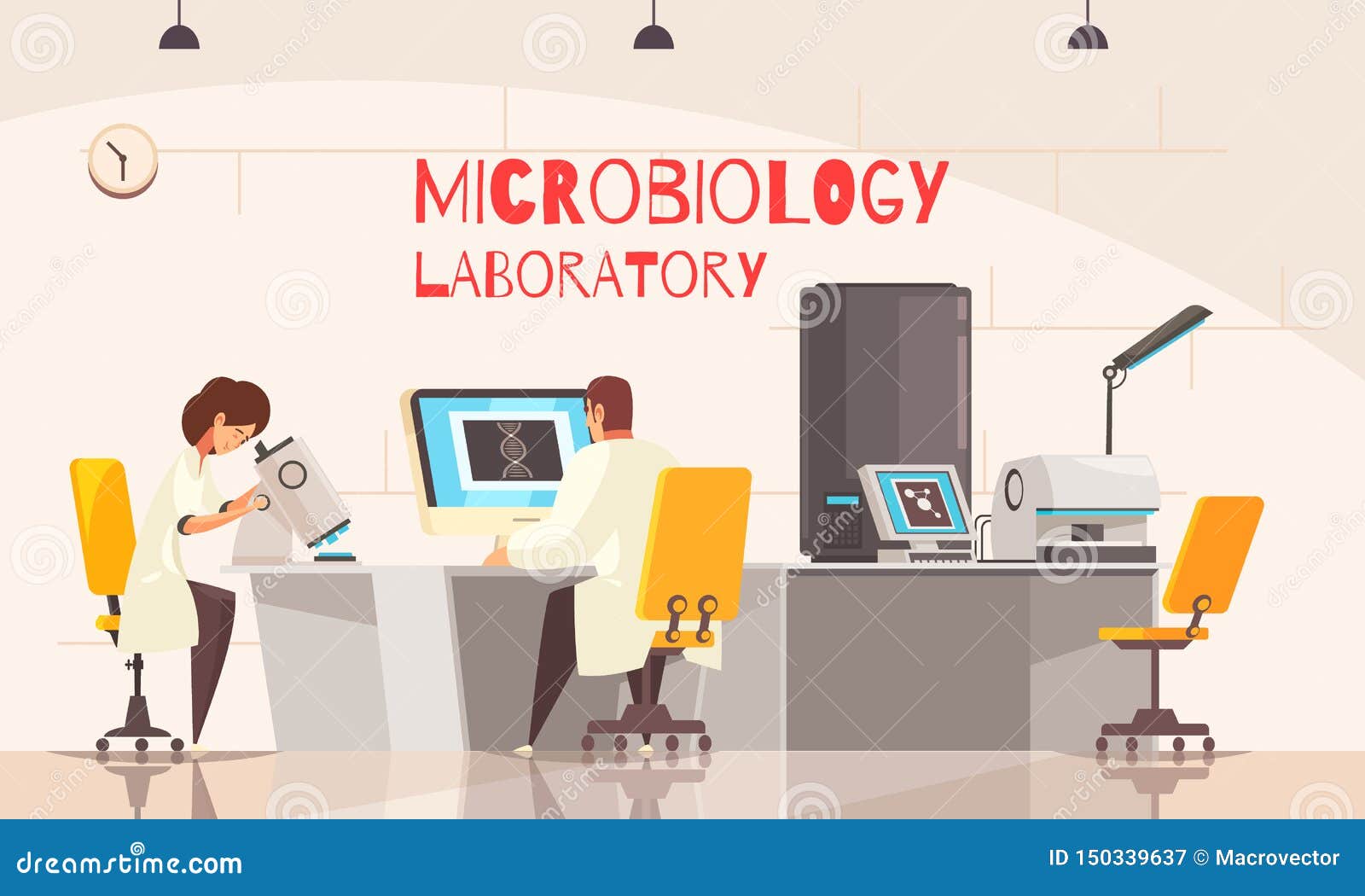 Microbiology Laboratory Isometric Poster Cartoon Vector | CartoonDealer ...