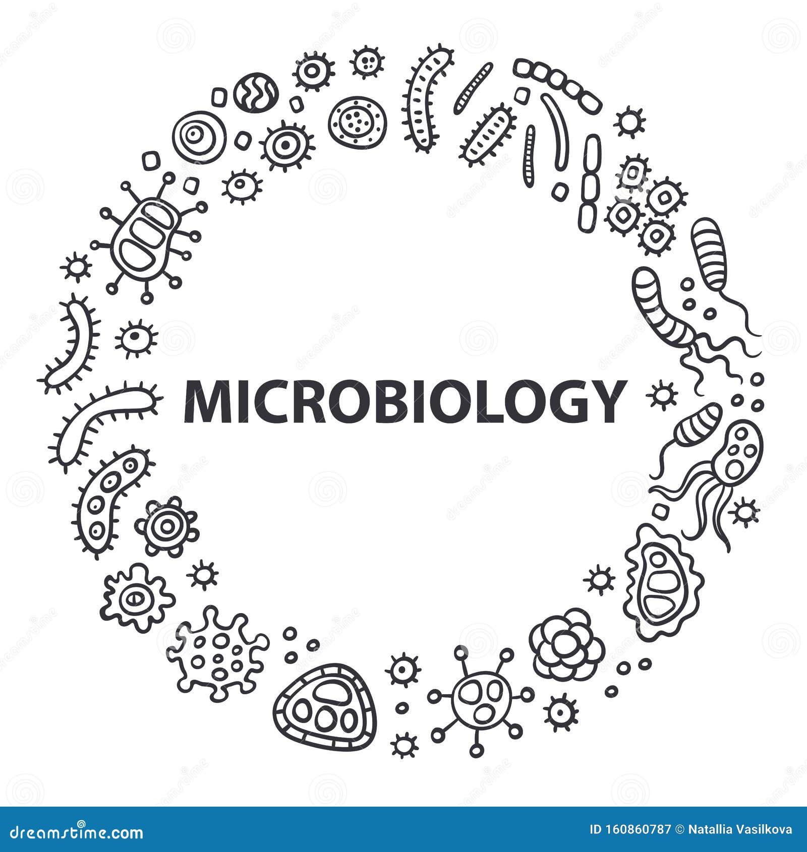 Microbiology Outline Logo. Bacterial Microorganism in a Circle Color ...