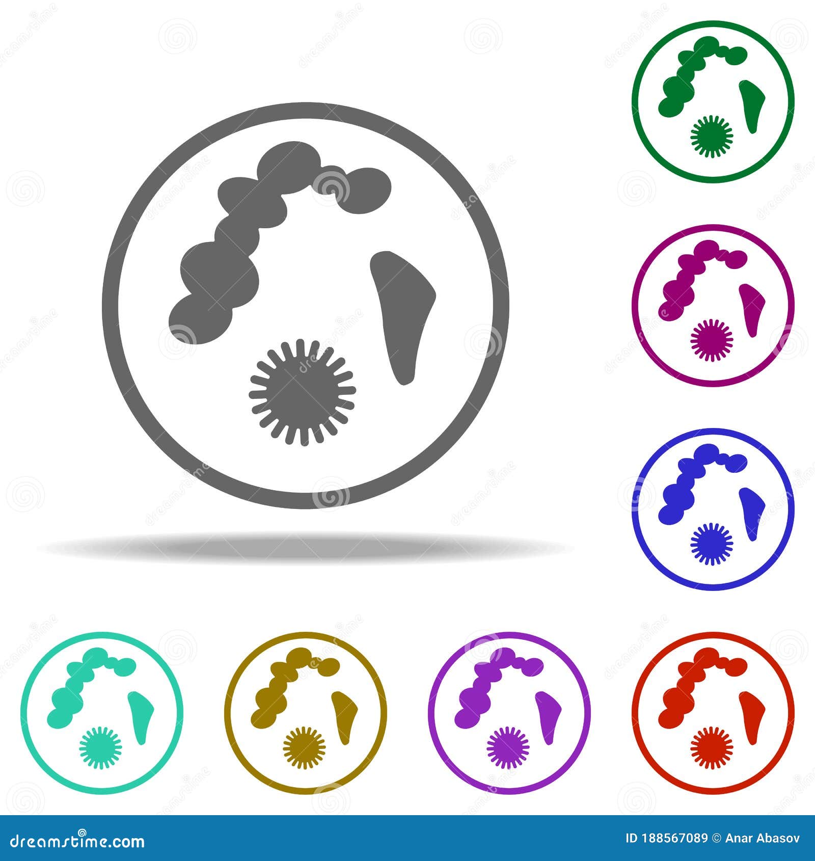 Microbiology, Microscope Icon. Elements of Genetics and Bioenginnering ...
