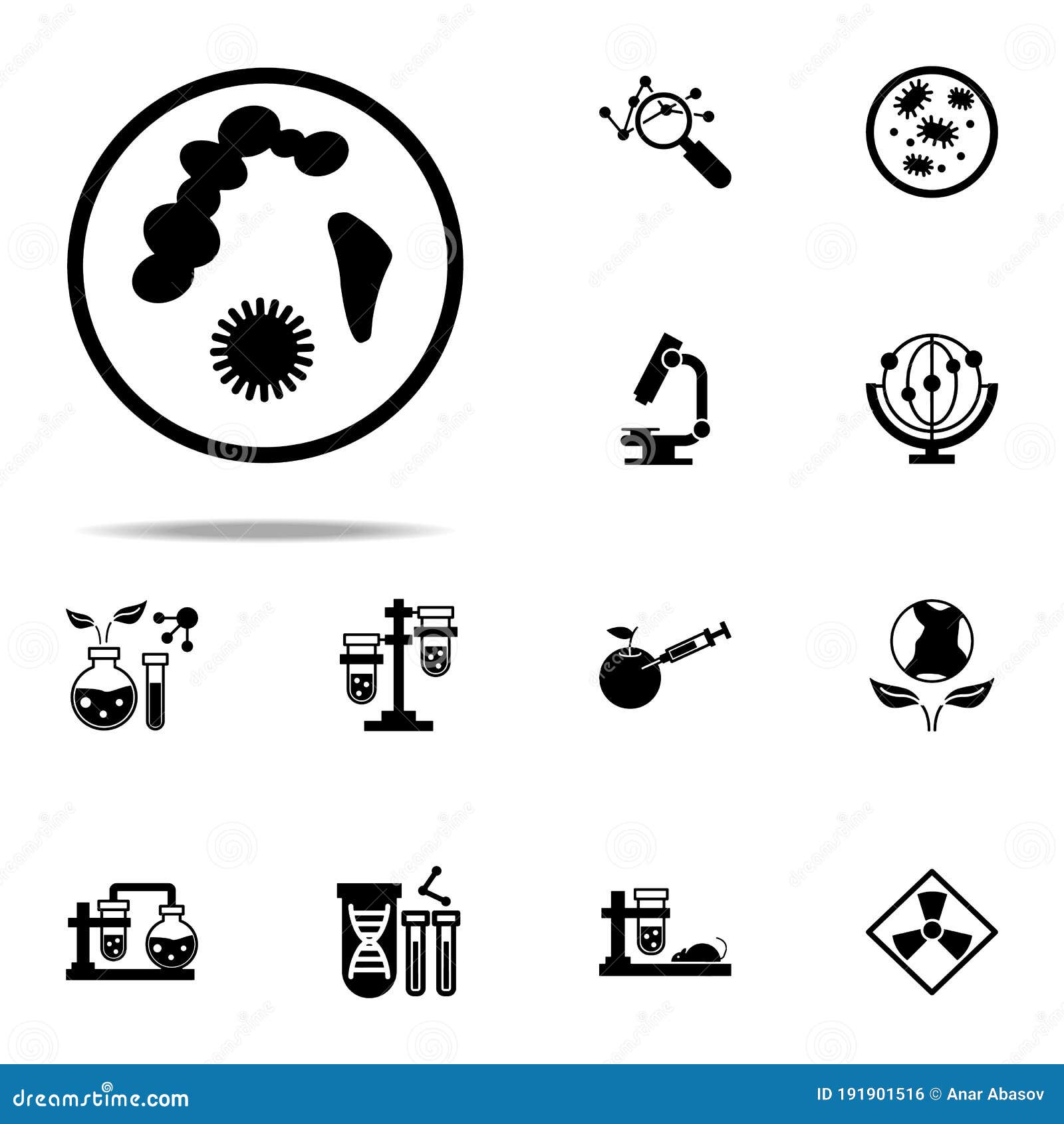 Microbiology, Microscope Icon. Element Of Genetics And Bioengineering ...