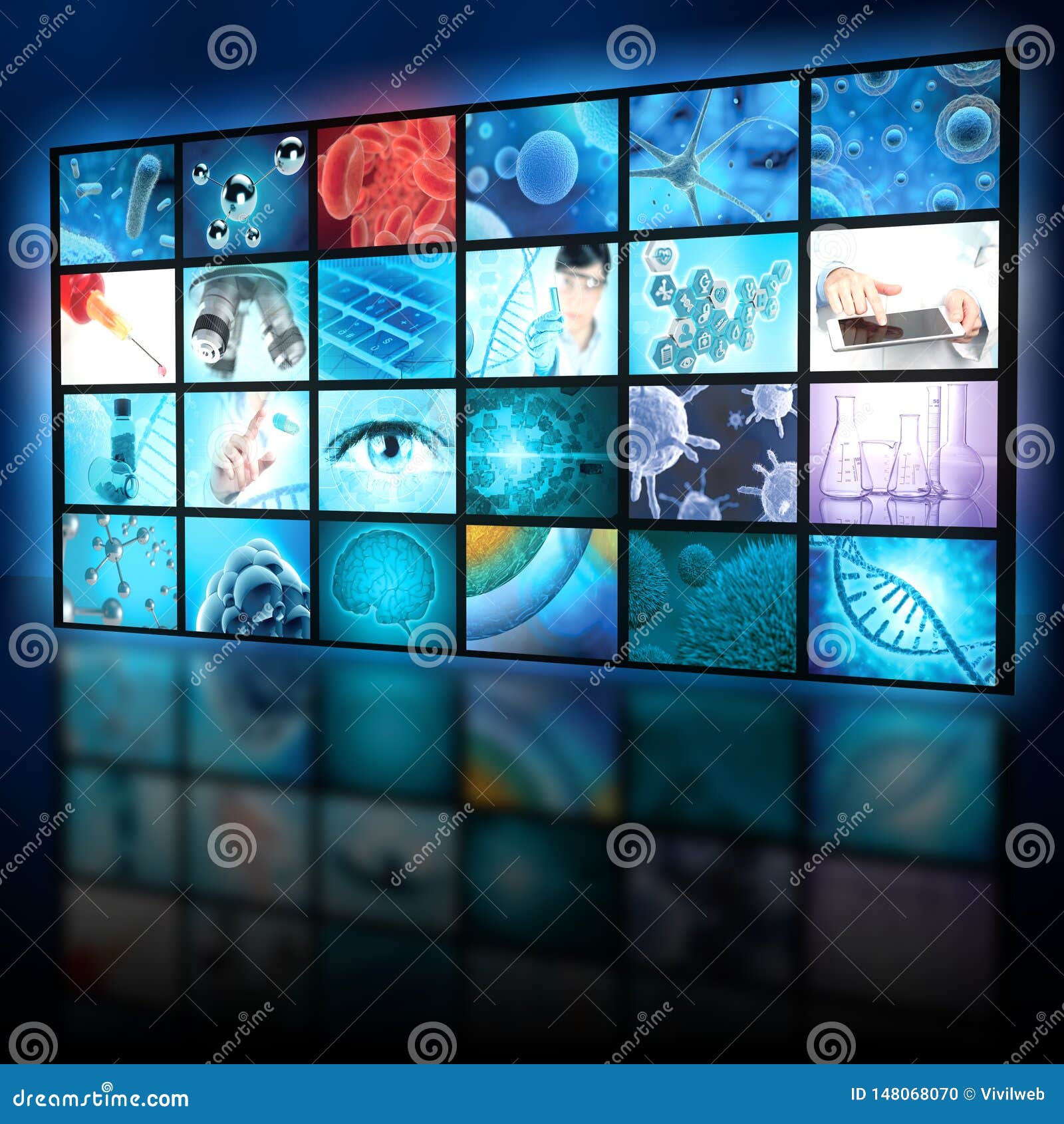 Microbiology Research Collage in a Digital Display Stock Photo - Image ...