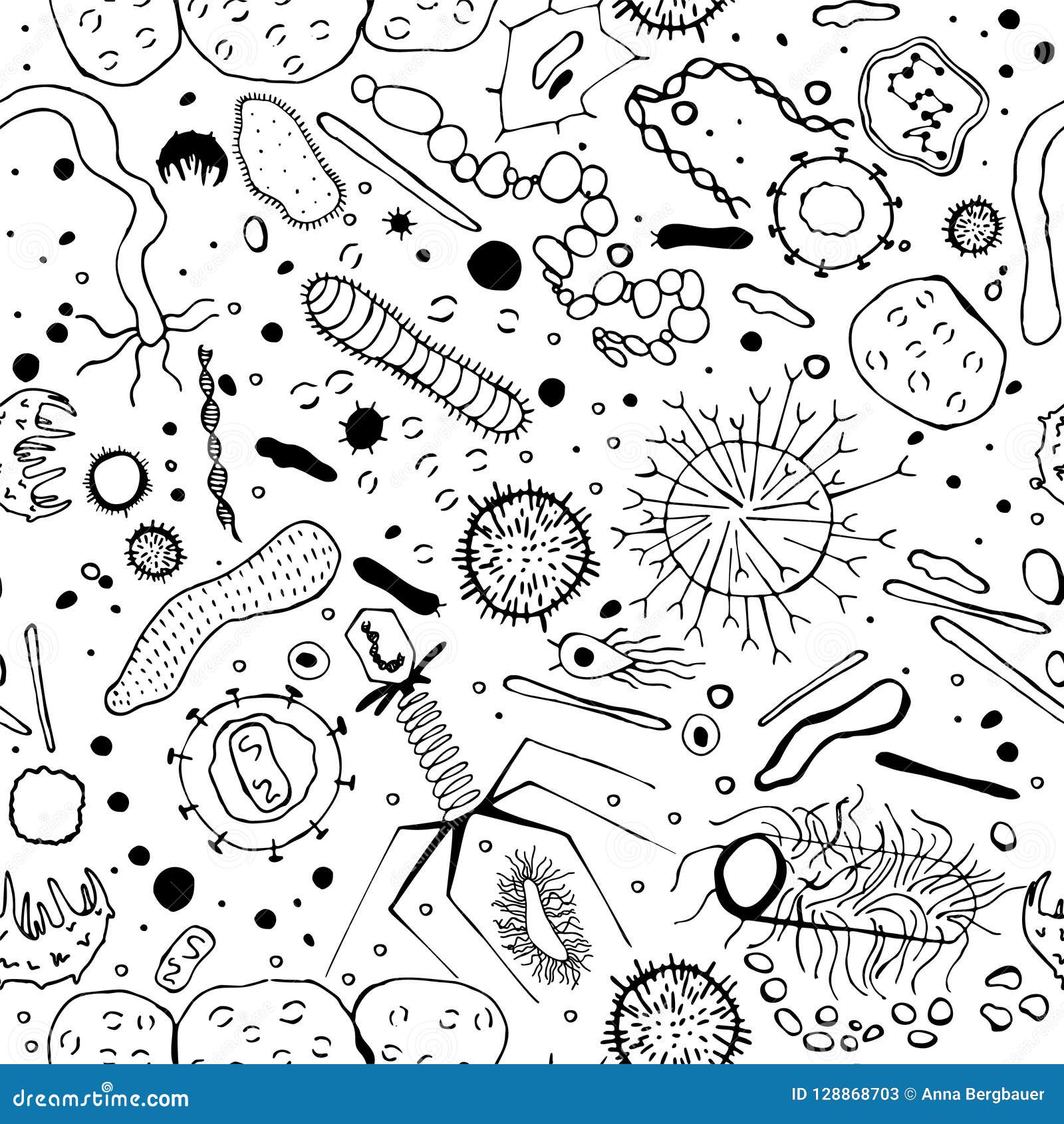 Microbiology Seamless Pattern Stock Vector - Illustration of animal ...
