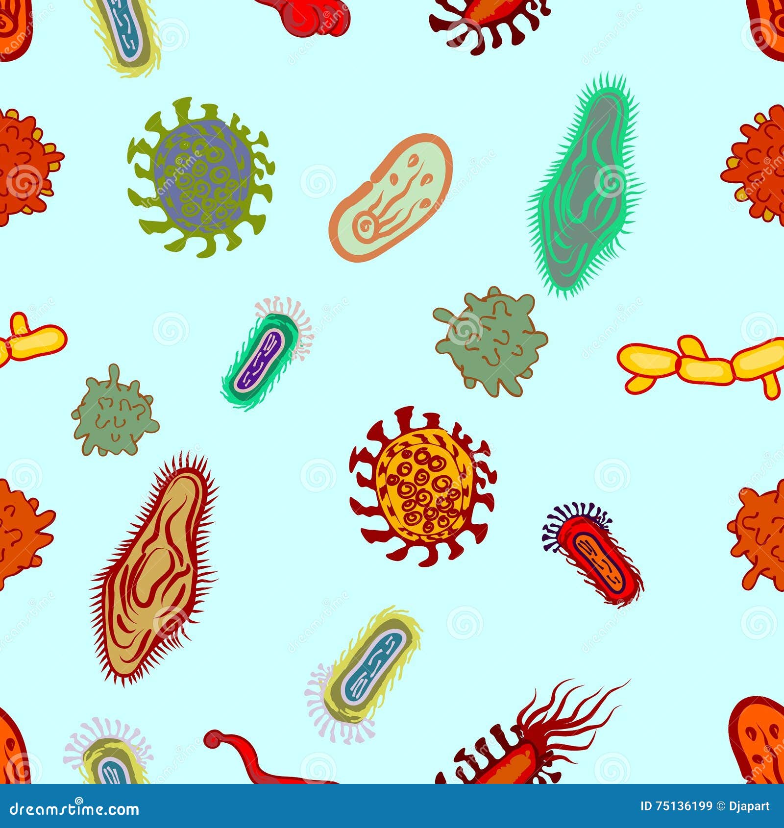 Microbiology Seamless Pattern Stock Vector - Illustration of fungi ...