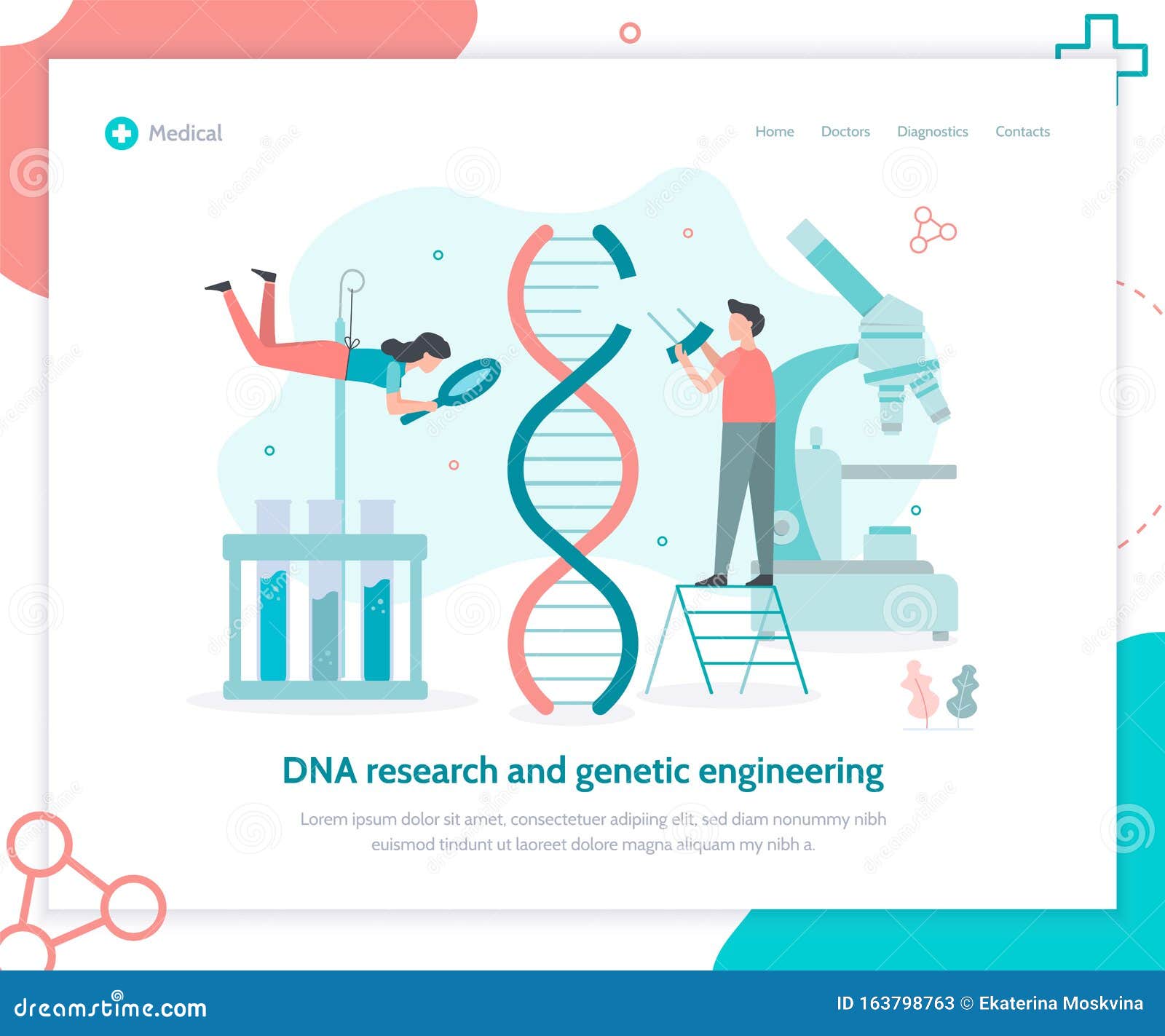 Microbiology Technology Landing Page Stock Vector - Illustration of ...