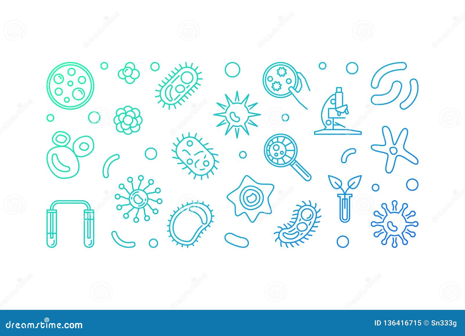 Microbiology Vector Creative Blue Horizontal Illustration Stock Vector ...
