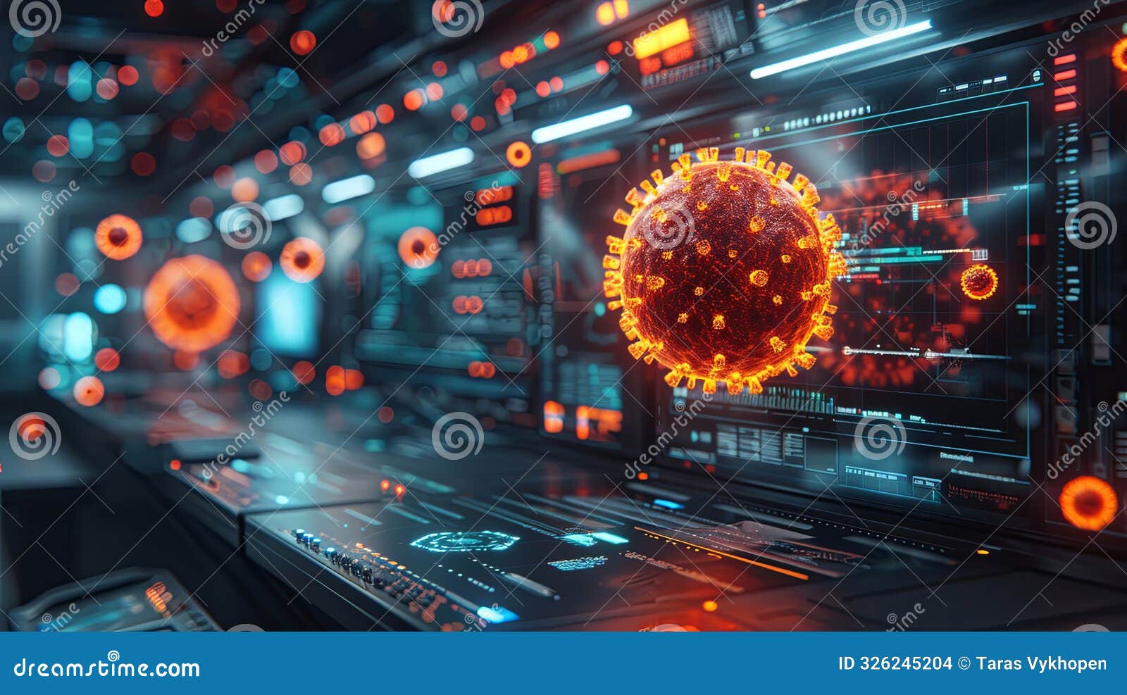 Microbiology and Virology Concept, 3d Rendering Stock Illustration ...