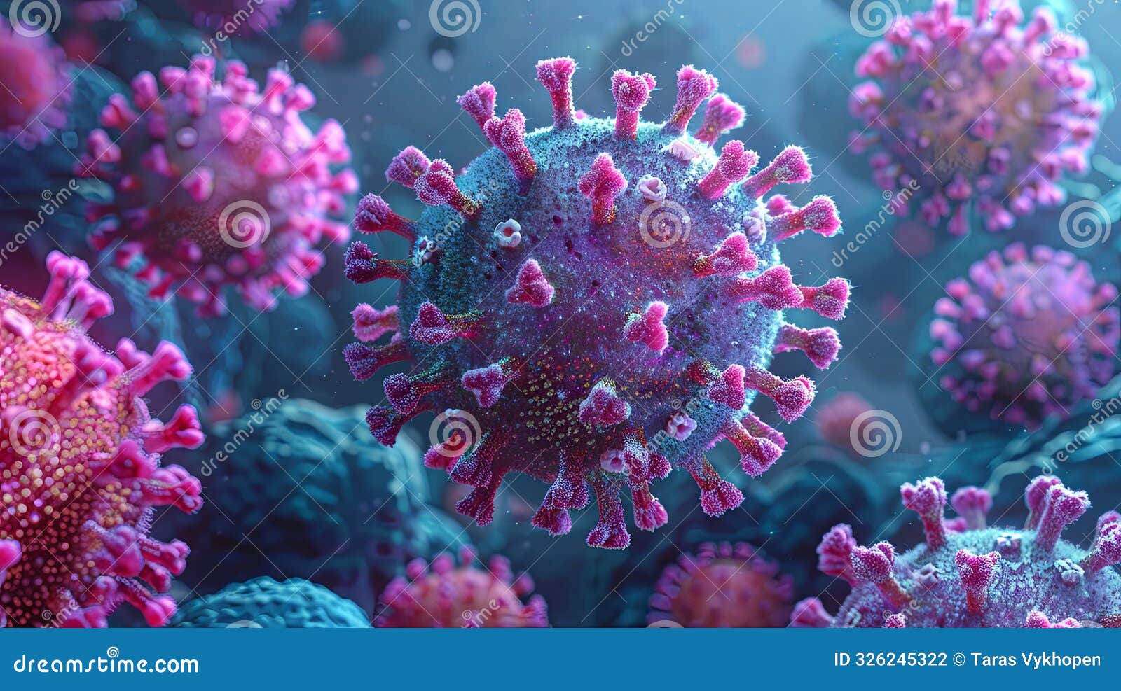 Microbiology and Virology Concept, 3d Rendering Stock Illustration ...