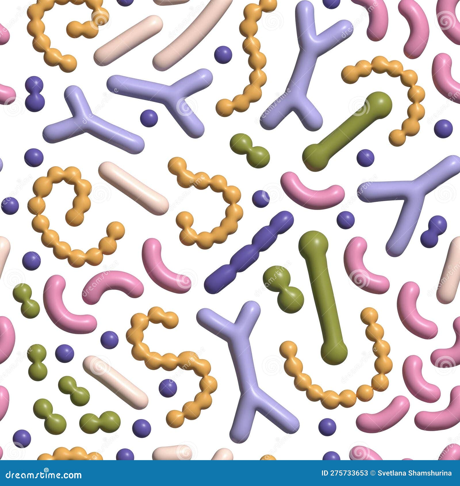 3d Render Microbiome Square Composition. Probiotic Bacteria Background ...