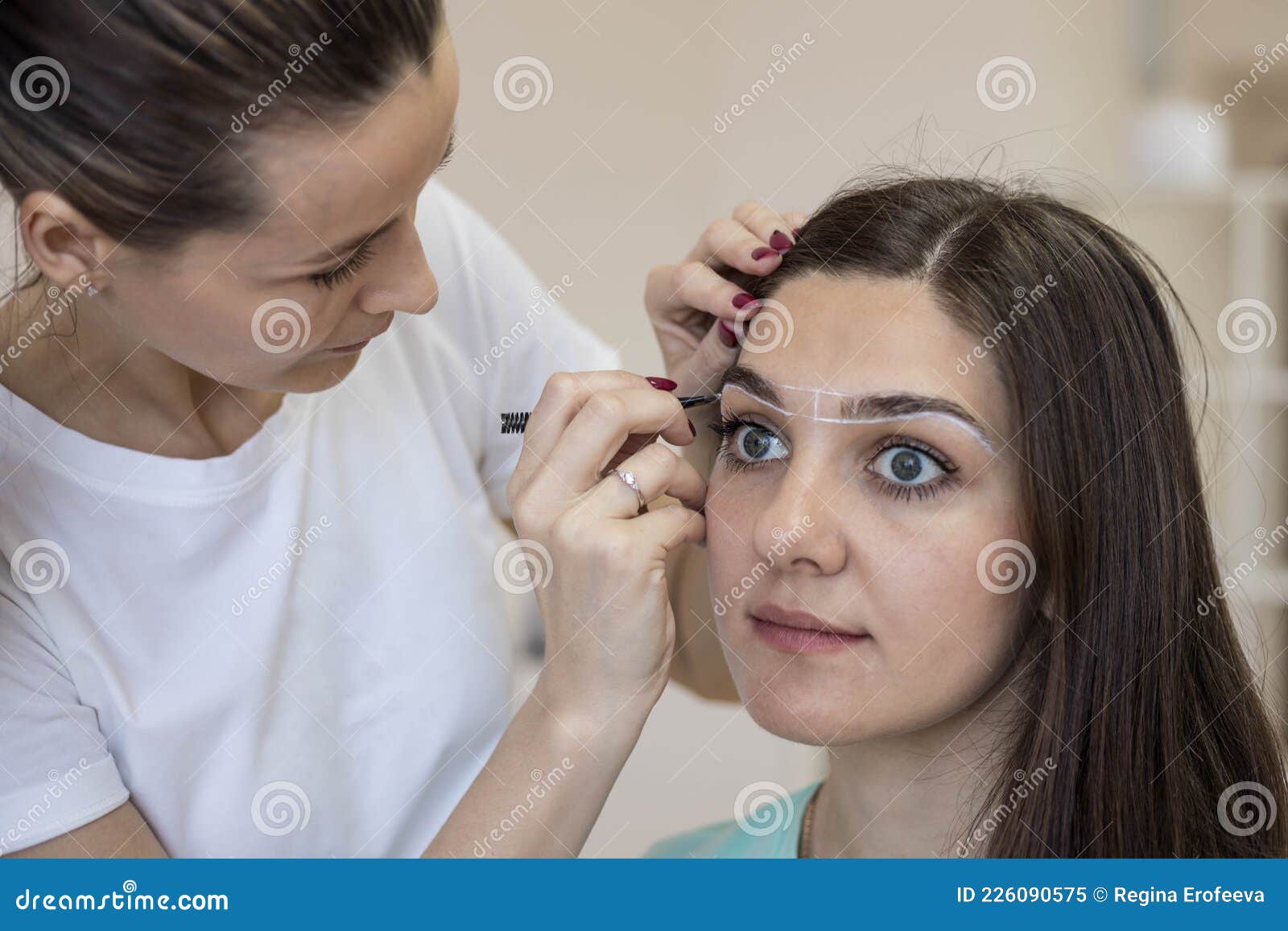 Microblading of Eyebrows. Coloring of Eyebrows with Henna or Paint ...