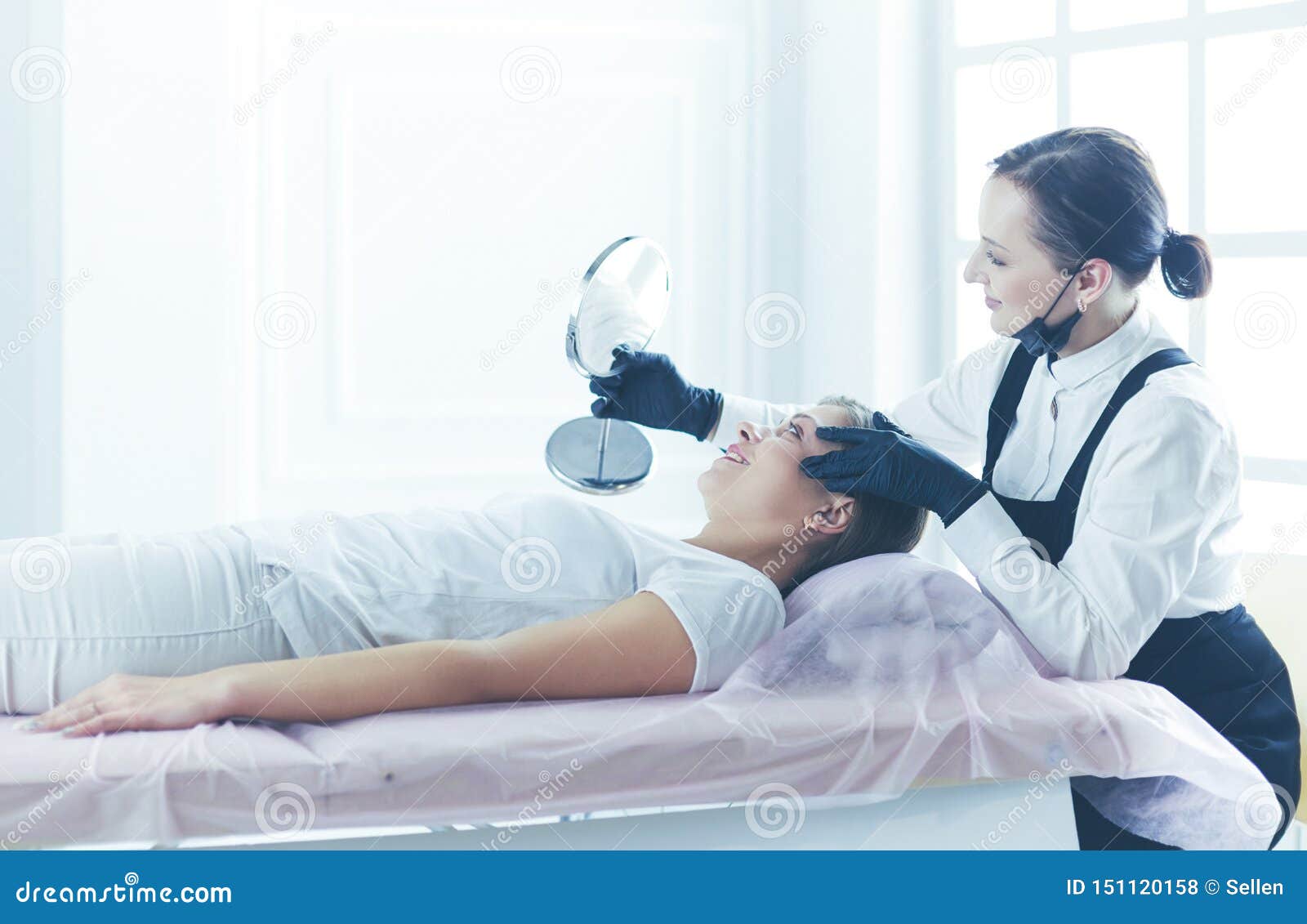 Microblading Eyebrows Work Flow in a Beauty Salon. Stock Photo - Image ...