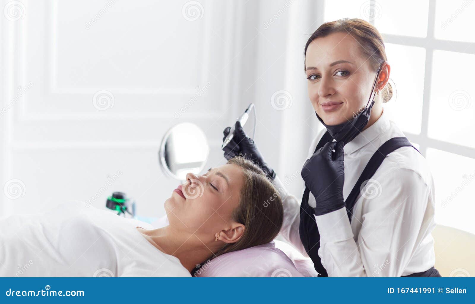 Microblading Eyebrows Work Flow in a Beauty Salon. Stock Image - Image ...