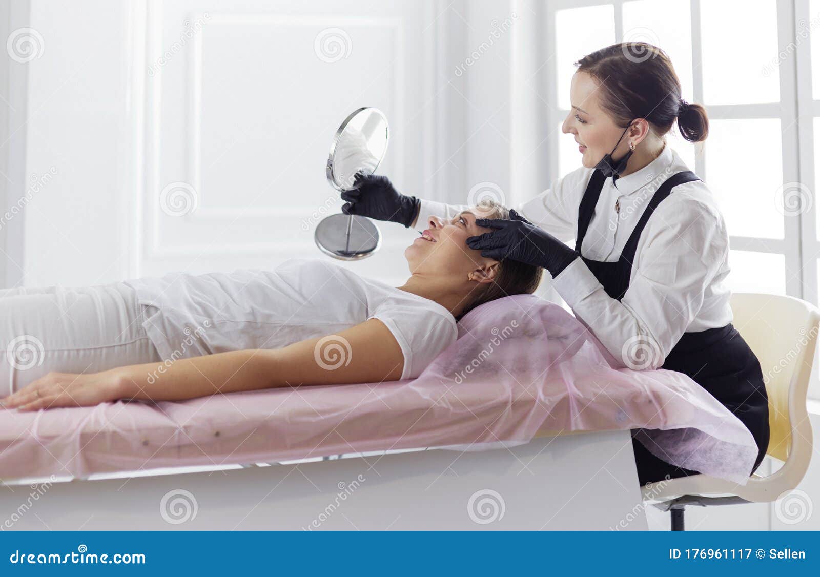 Microblading Eyebrows Work Flow in a Beauty Salon. Stock Image - Image ...