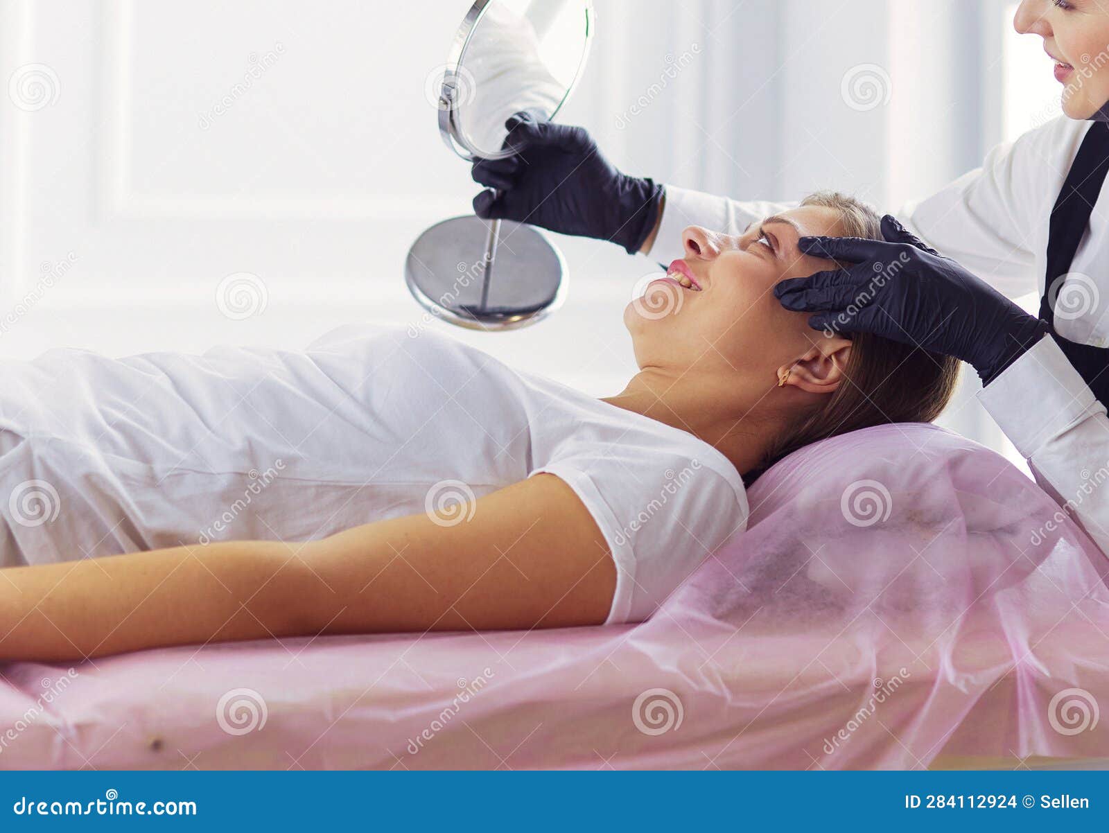 Microblading Eyebrows Work Flow in a Beauty Salon. Stock Photo - Image ...