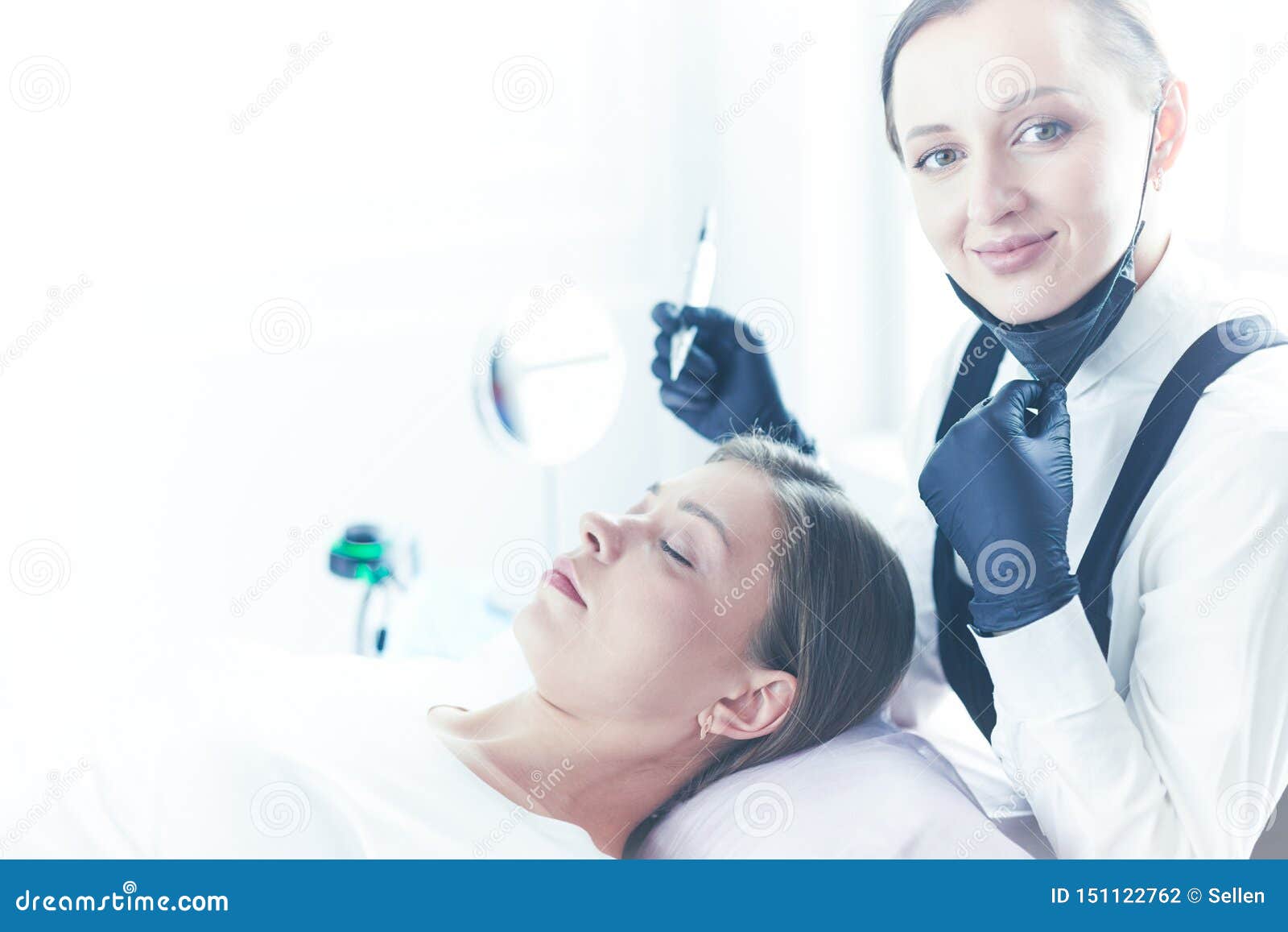 Microblading Eyebrows Work Flow in a Beauty Salon. Stock Photo - Image ...