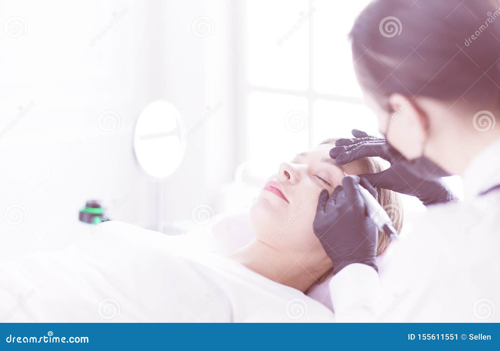 Microblading Eyebrows Work Flow in a Beauty Salon. Stock Image - Image ...