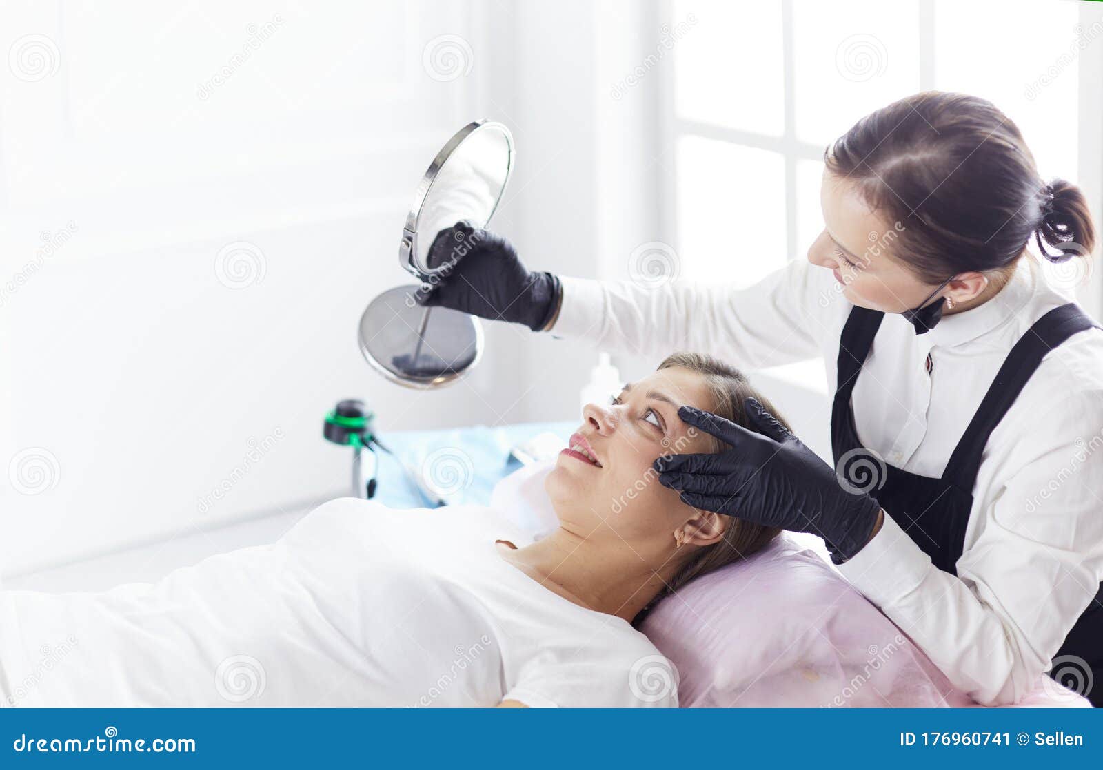 Microblading Eyebrows Work Flow in a Beauty Salon. Stock Image - Image ...