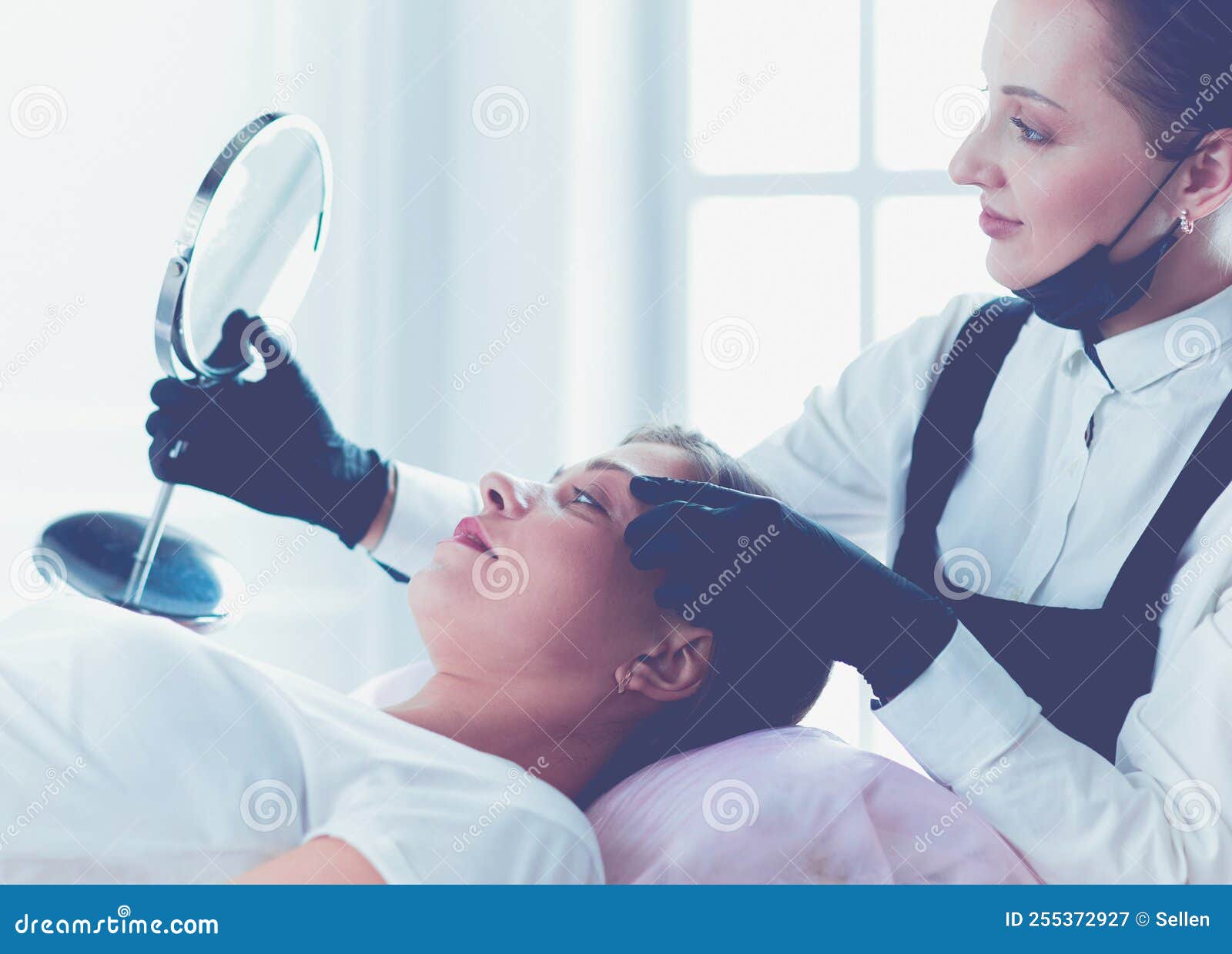 Microblading Eyebrows Work Flow in a Beauty Salon. Stock Image - Image ...