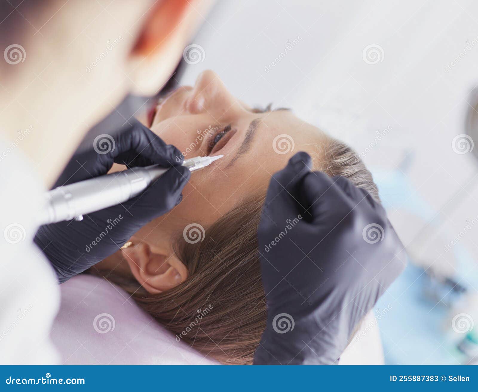 Microblading Eyebrows Work Flow in a Beauty Salon. Stock Image - Image ...