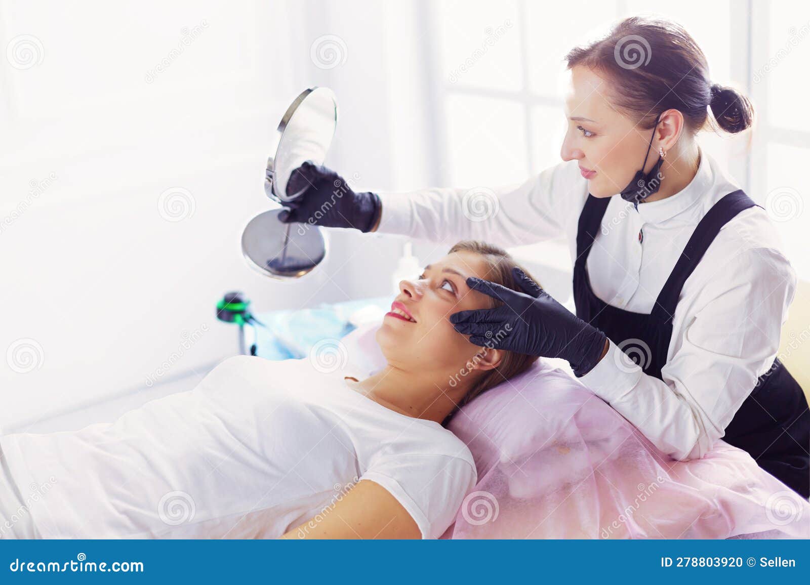 Microblading Eyebrows Work Flow in a Beauty Salon. Stock Photo - Image ...