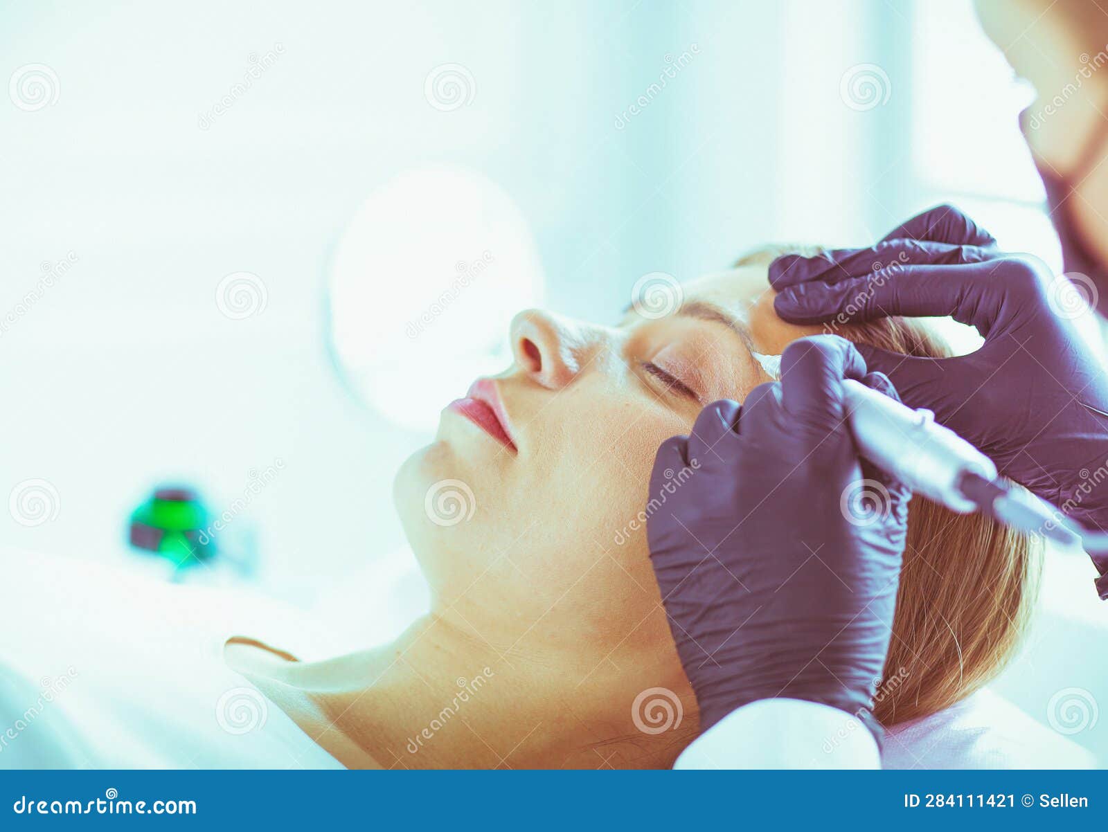 Microblading Eyebrows Work Flow in a Beauty Salon. Stock Image - Image ...
