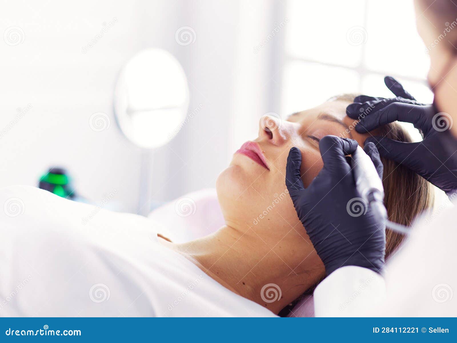 Microblading Eyebrows Work Flow in a Beauty Salon. Stock Image - Image ...