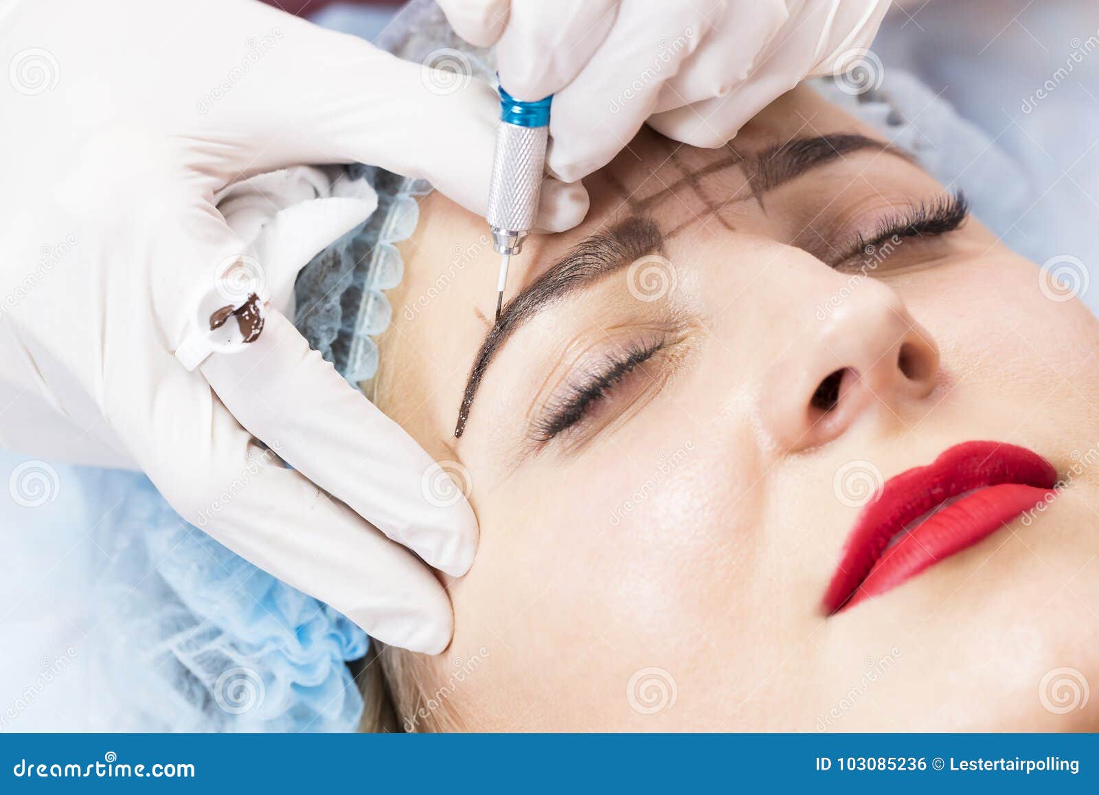 Microblading Eyebrows Workflow Stock Photo - Image of makeup ...