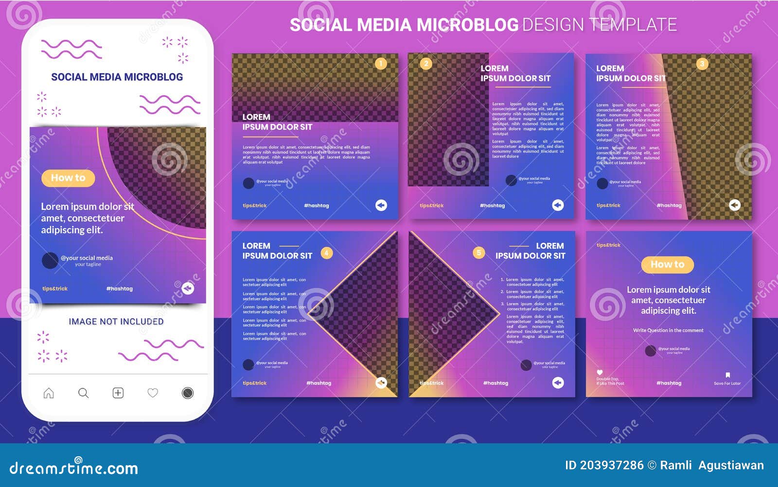 Microblog Carousel Slides Template 3 Cartoon Vector | CartoonDealer.com ...
