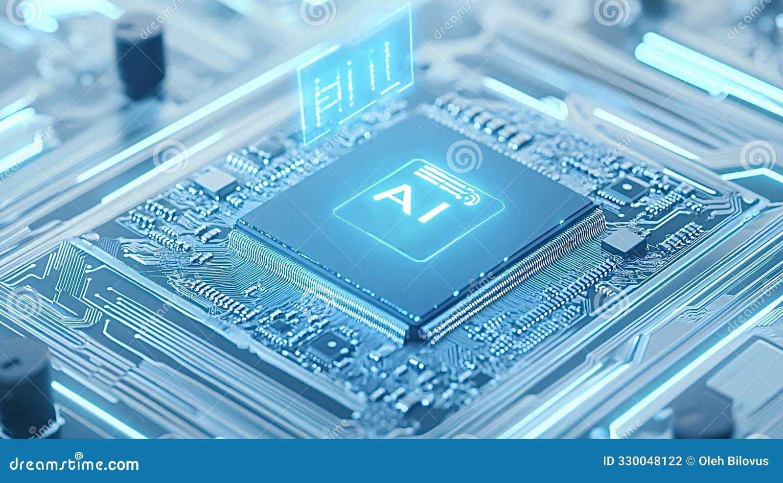 Artificial Intelligence Microchip Processing Data on Circuit Board ...