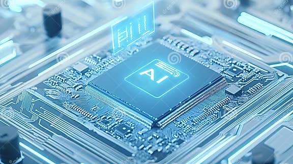 Artificial Intelligence Microchip Processing Data on Circuit Board ...