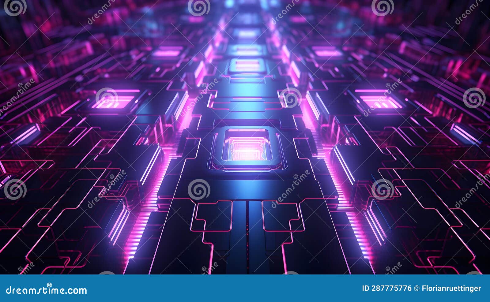 Microchip Glowing in Hot Pink Colors. Technological and Futuristic ...