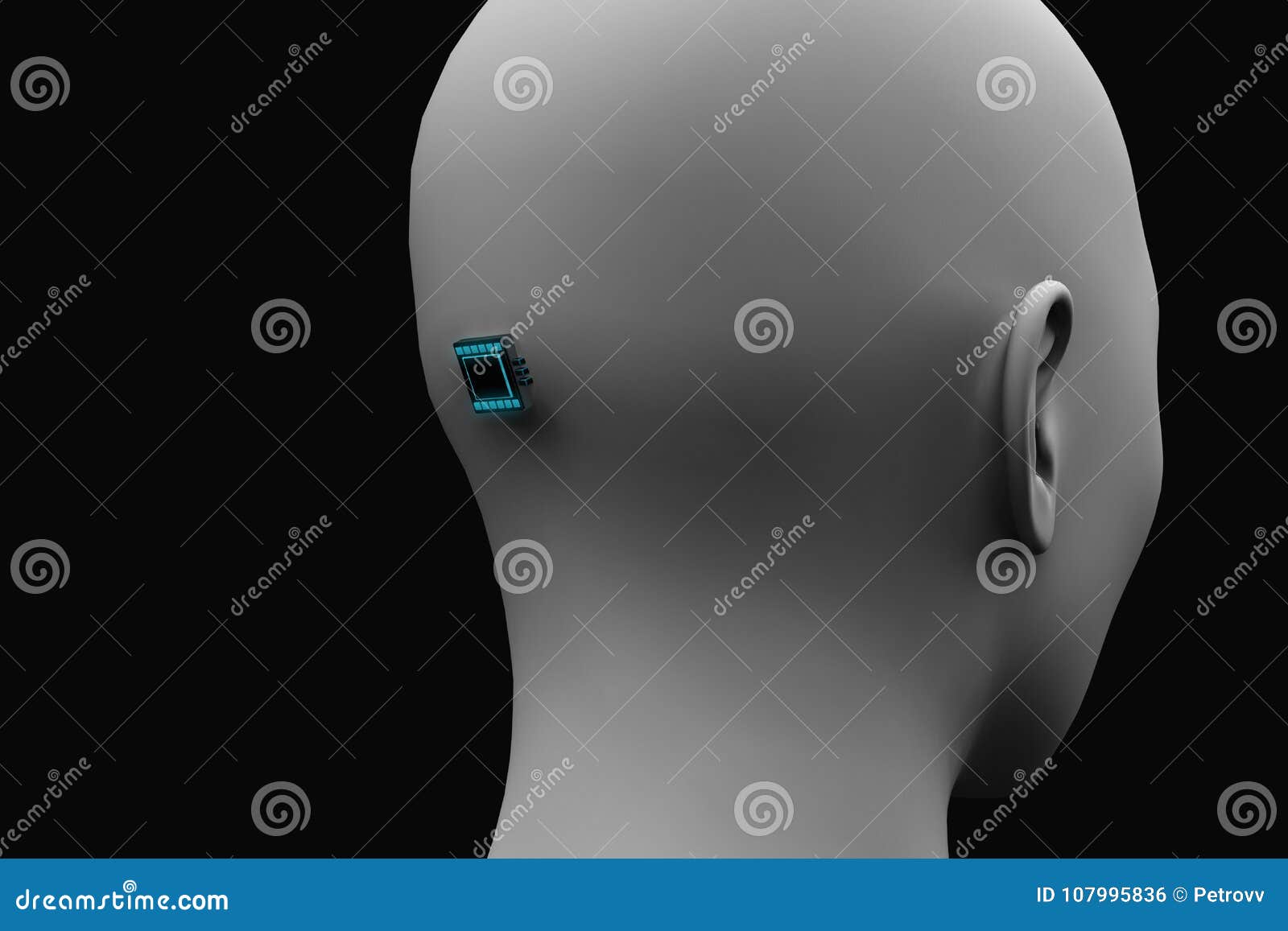 Microchip in the Back of the Head Stock Illustration - Illustration of ...